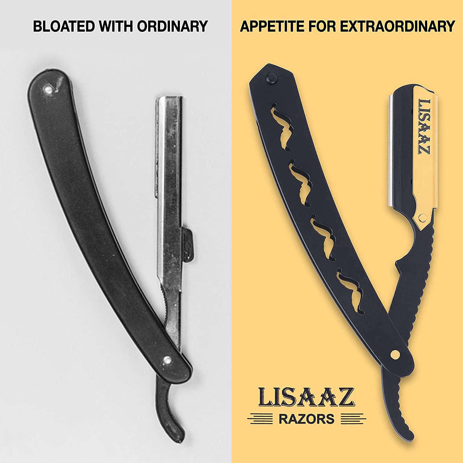 Lisaaz Straight Razor - 5 Blades Black Classic Shaving Razors for Men ...