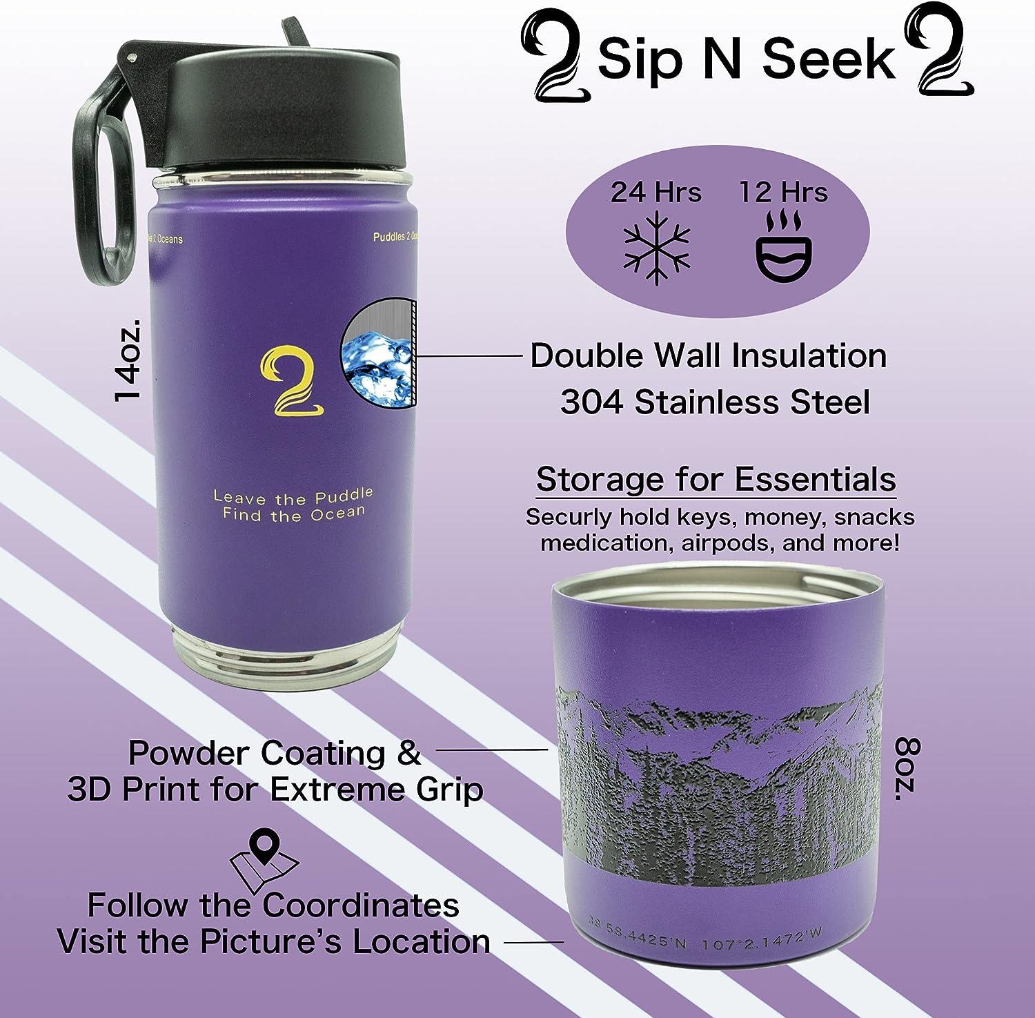 Puddles 2 Oceans Stainless Steel Water Bottle with Snack Compartment ...