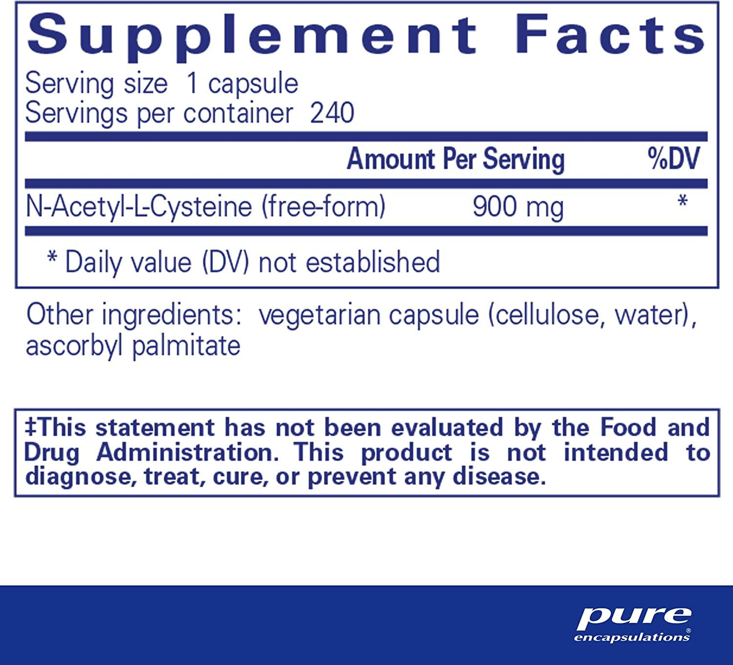 Pure Encapsulations NAC 900mg Supplement for Lung & Immune Support ...