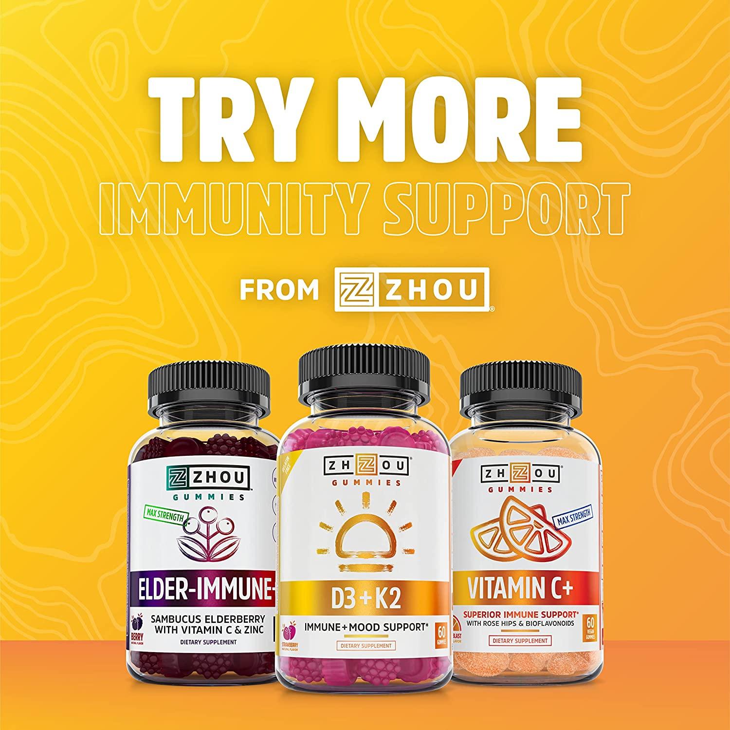 Zhou Nutrition K2 + D3 2-in-1 Support - 60 Veggie Capsules for Bone ...