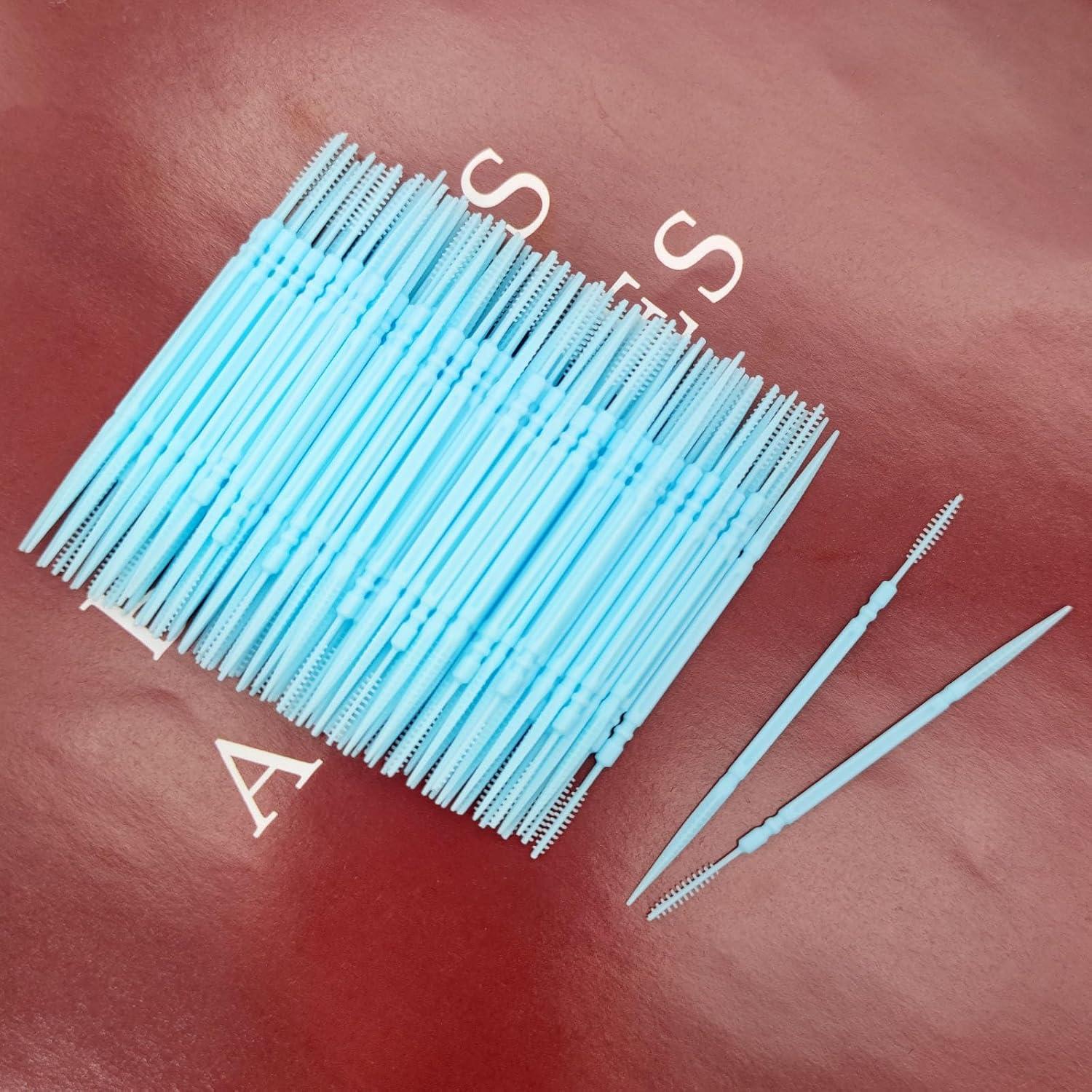 Medsuo 100PCs Blue Plastic Dental Picks - Soft Interdental Brushes ...