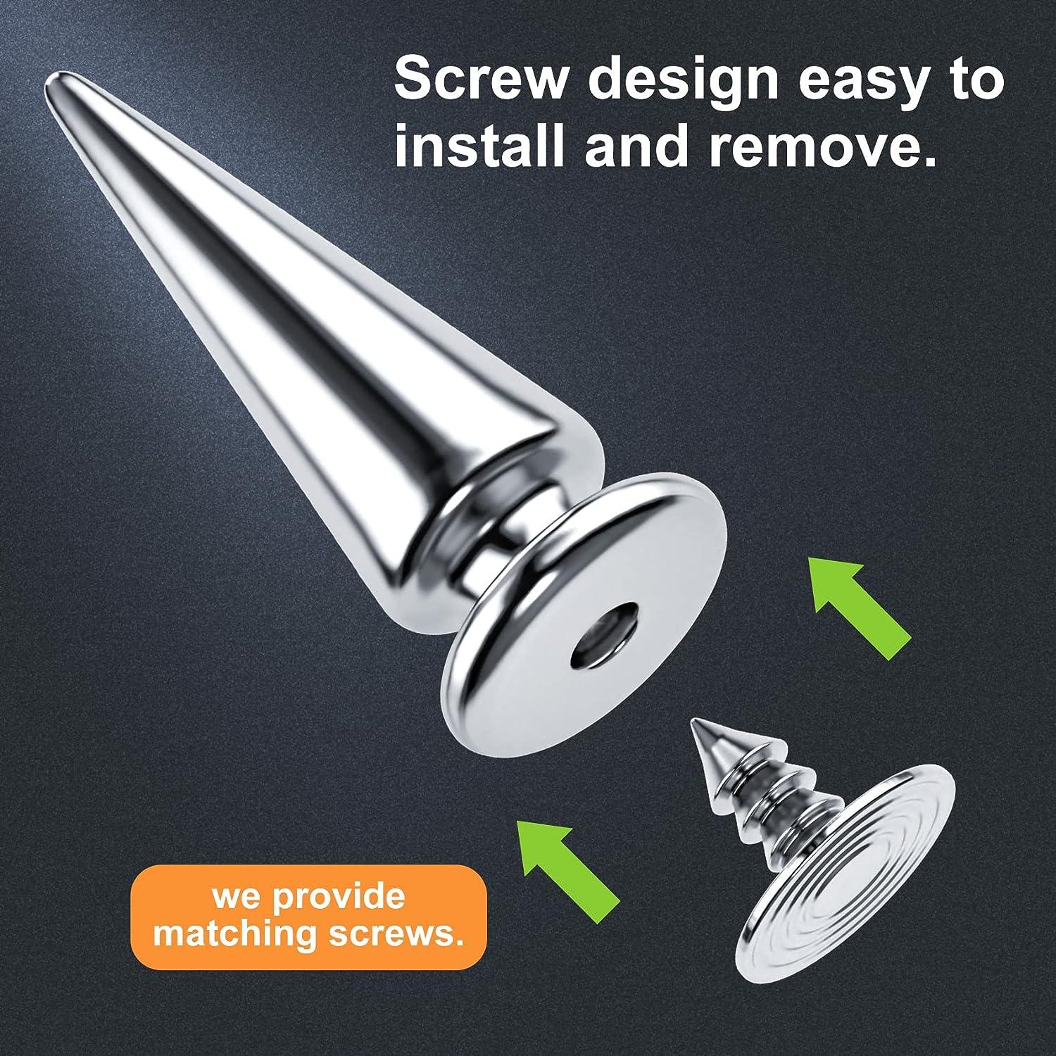 OIIKI 500PCS Silver ABS Bullet Spike Cone Studs - Assorted Sizes Screwback Rivets for DIY Crafts ...