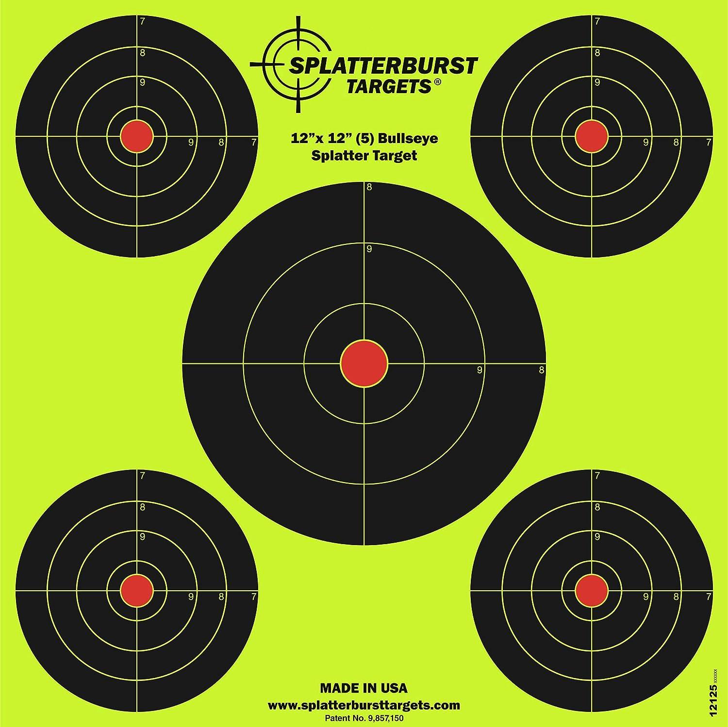 Splatterburst Targets - 12 x12 inch (5) Bullseye Reactive Shooting ...