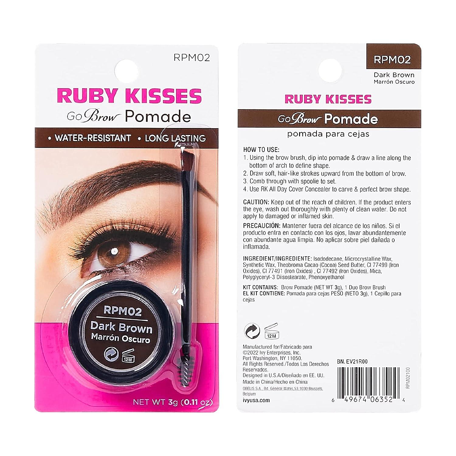 Ruby Kisses Go Brow Pomade - Dark Brown | Water-resistant, Long-lasting ...