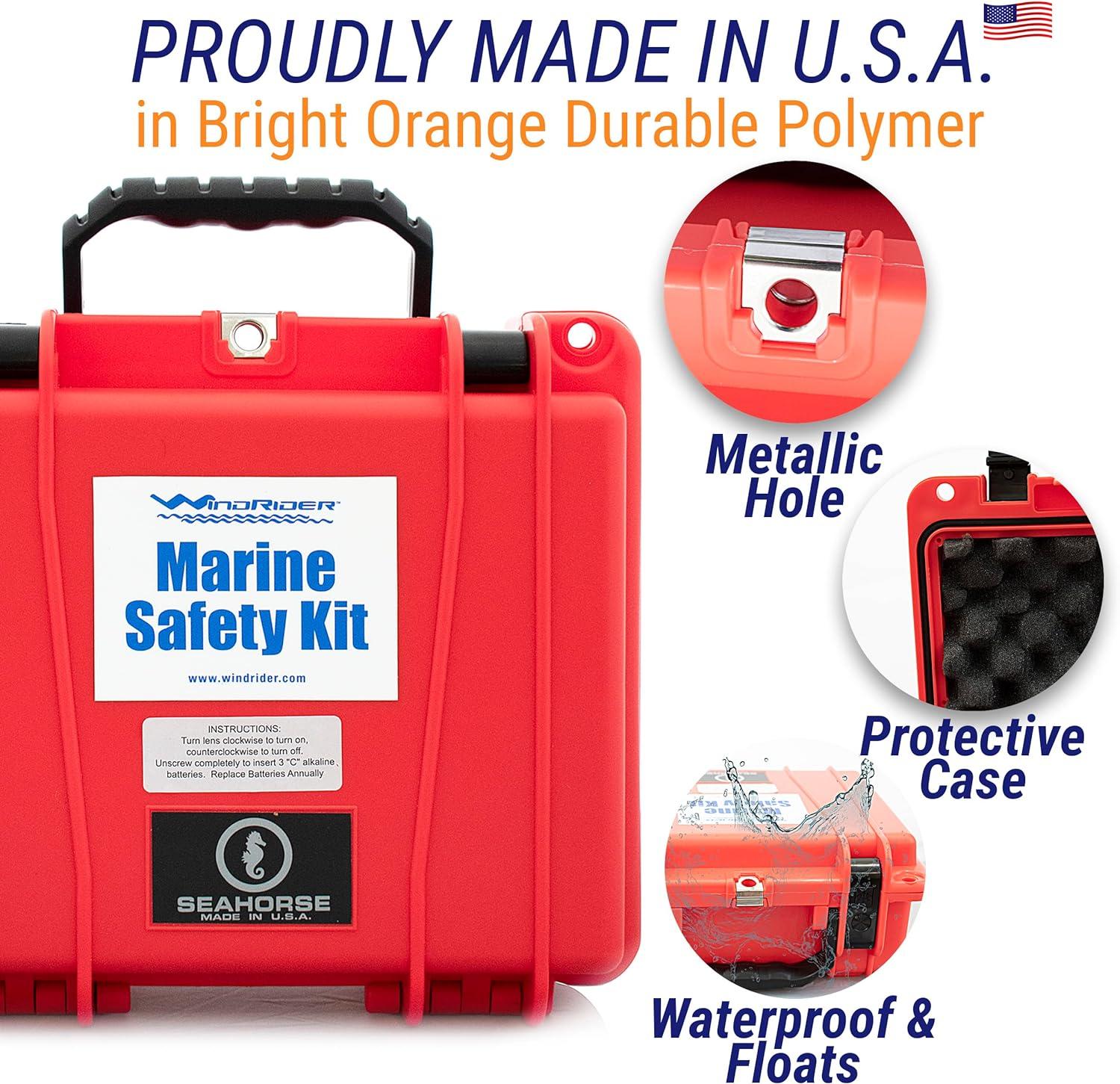 USCG Boating Safety Kit | Electronic Flare, First Aid, Whistle, Multi ...