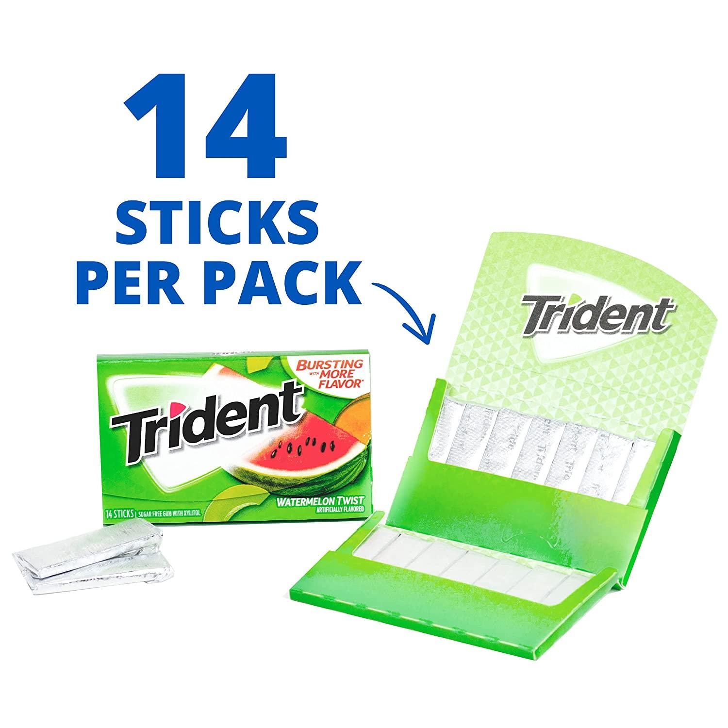 Trident Watermelon Twist Sugar-Free Gum - 12 Packs, 14 Count per Pack ...