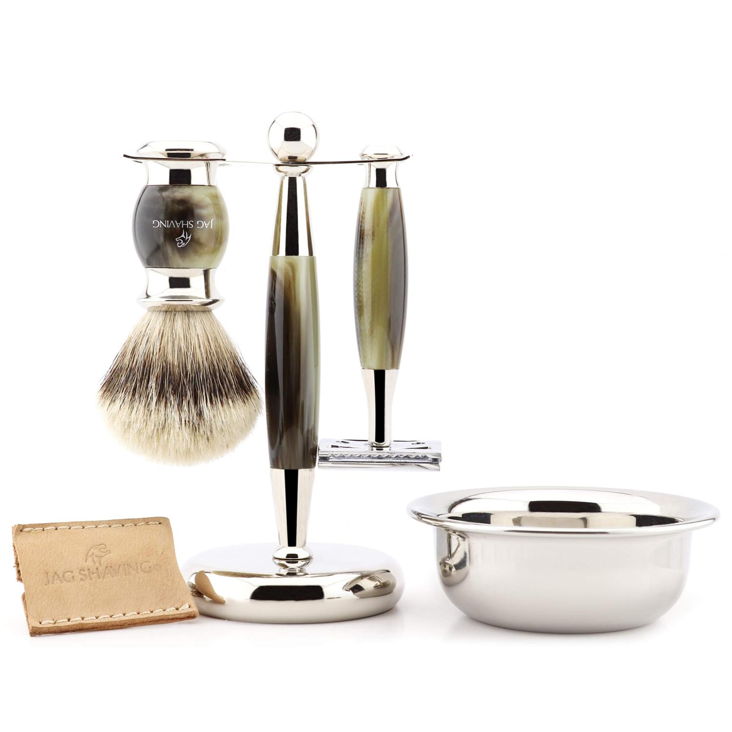 JAG Shaving Luxury Razor Set for Men - Double-Sided Razor Silver Tip ...