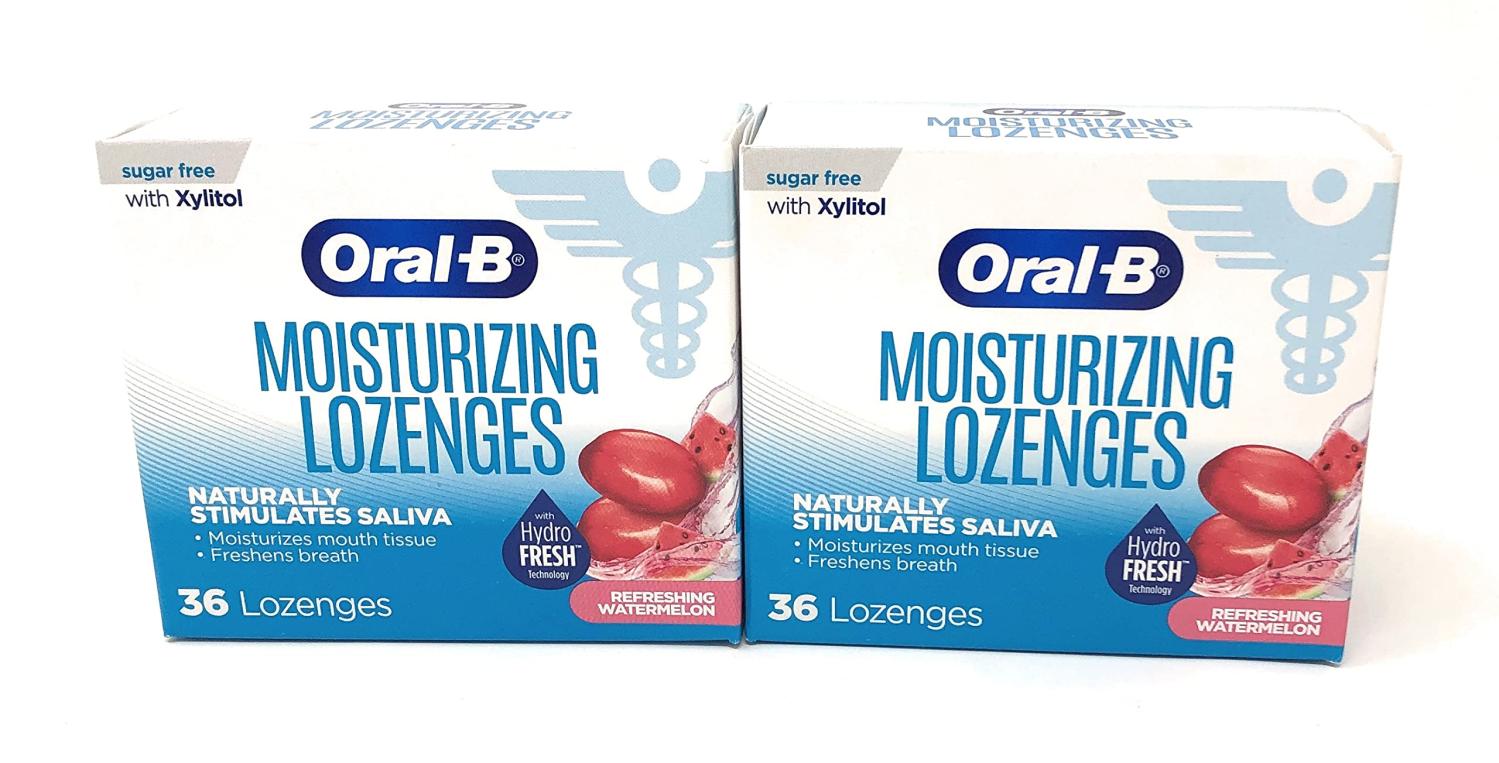 Oral-B Moisturizing Lozenges for Dry Mouth Watermelon 72 Ct (2 Pack ...