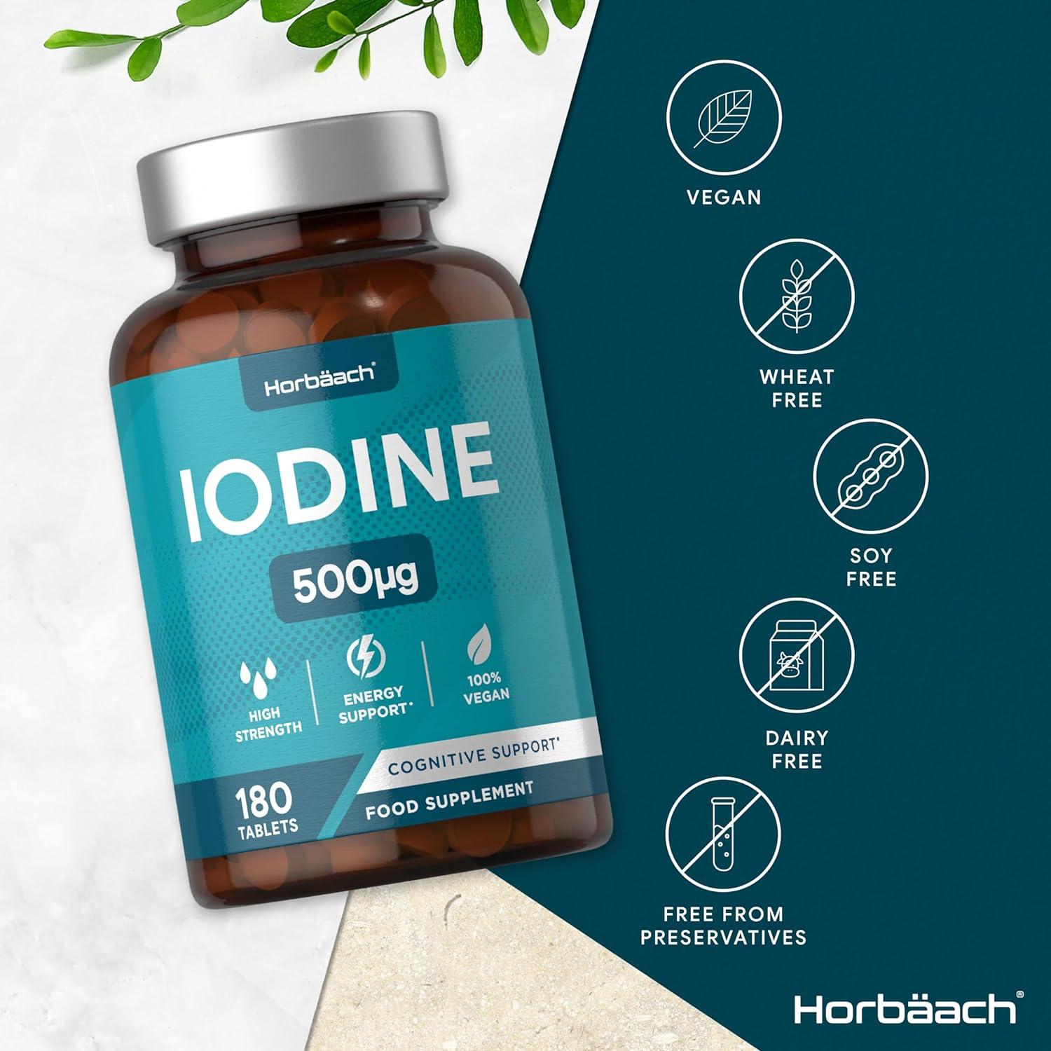 Iodine Tablets 500mcg | High Strength Potassium Iodide Supplement | 180 ...
