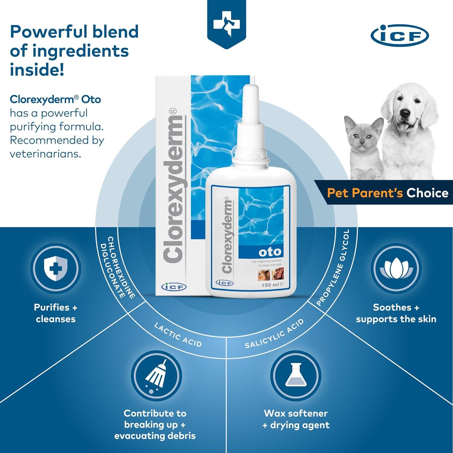 Clorexyderm Oto Ear Cleaner Solution for Cats & Dogs - 150ml | Buy Now ...
