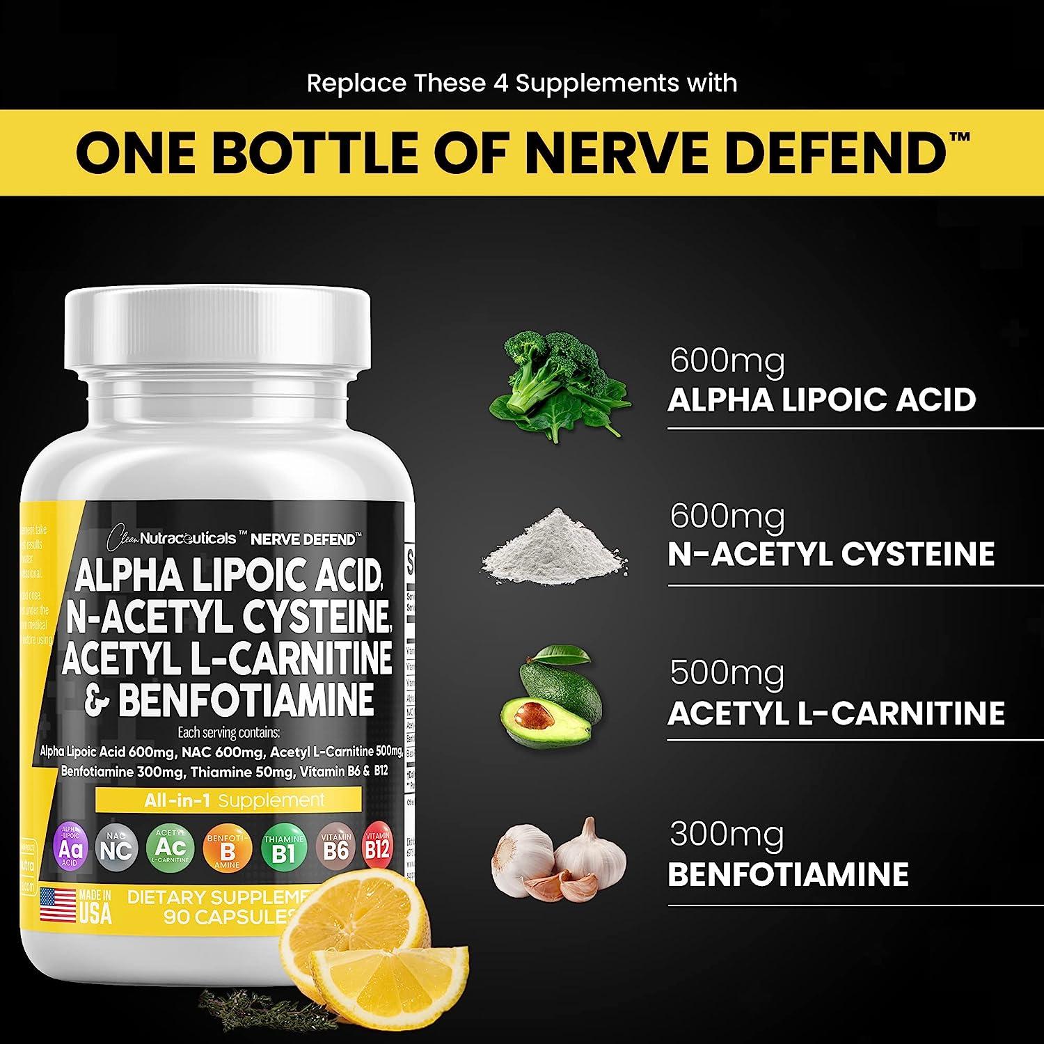 Nerve Support Supplement with Alpha Lipoic Acid, N-Acetyl Cysteine, Acetyl L-Carnitine ...