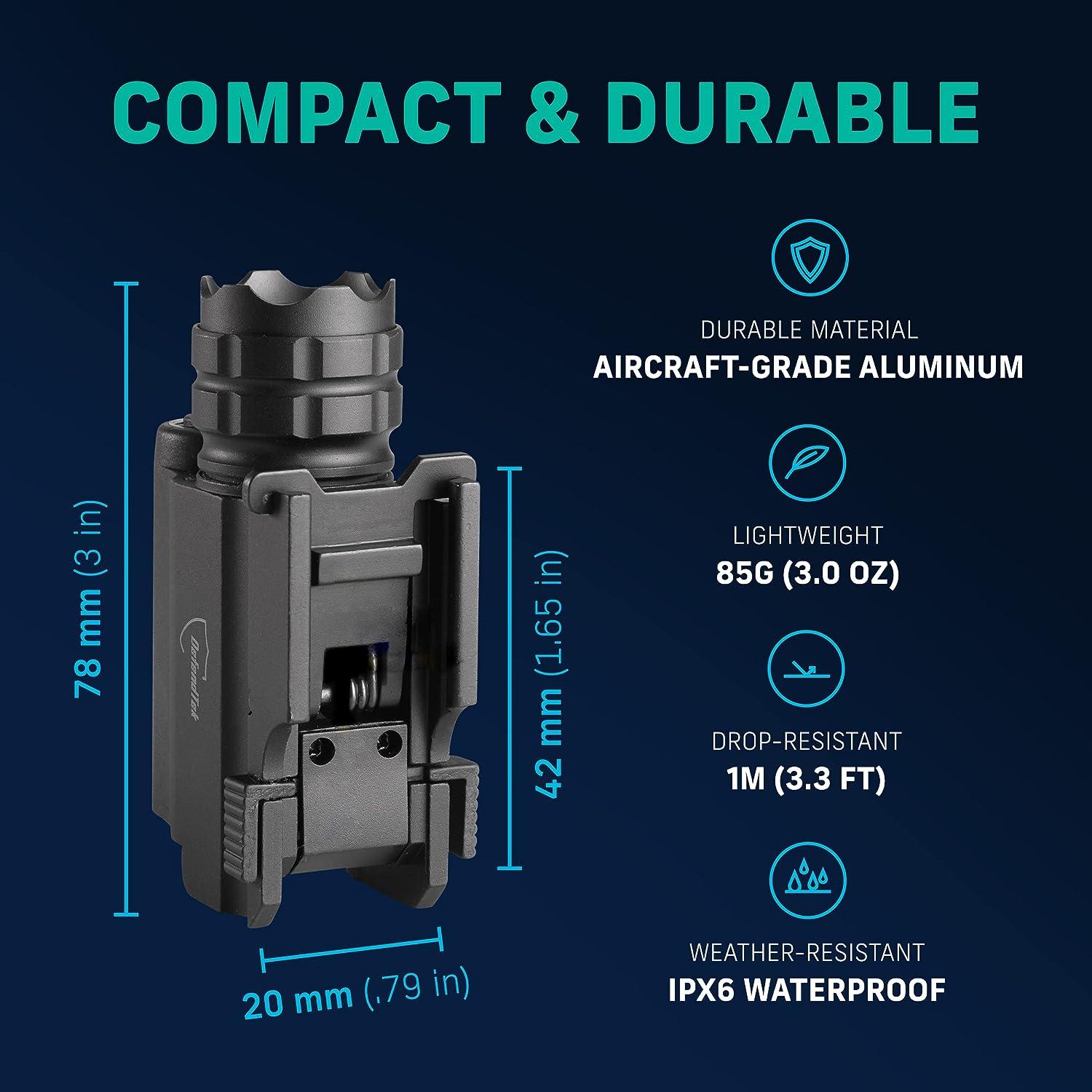 DefendTek Gun Flashlights - Rechargeable Rail-Mounted Flashlight and ...