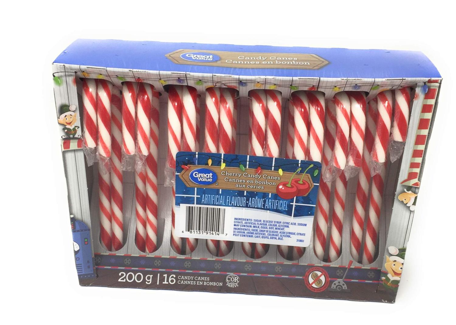 Great Value Cherry Candy Canes 200g - 16 Candy Canes