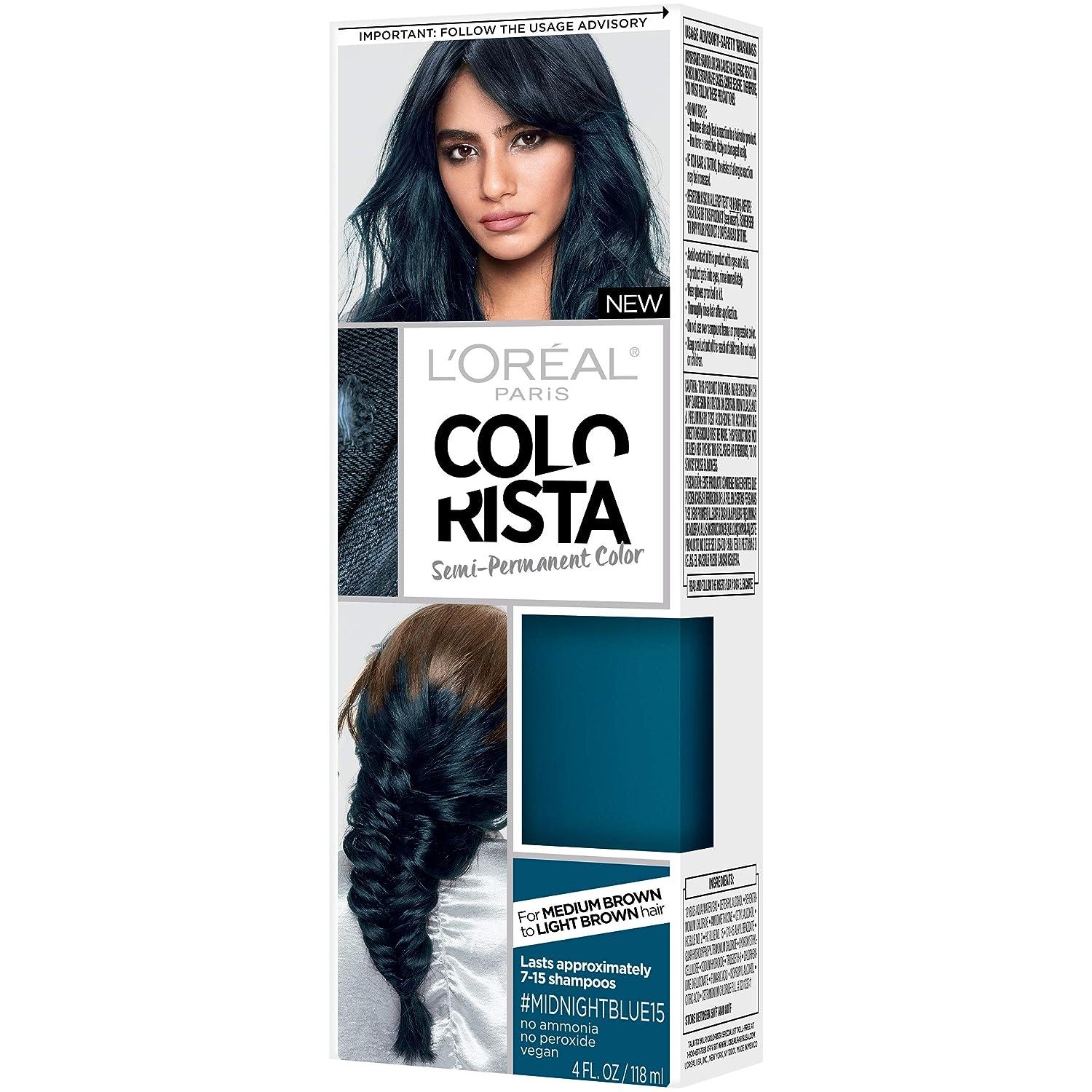L'Oreal Paris Colorista Semi-Permanent Midnight Blue Hair Color for ...