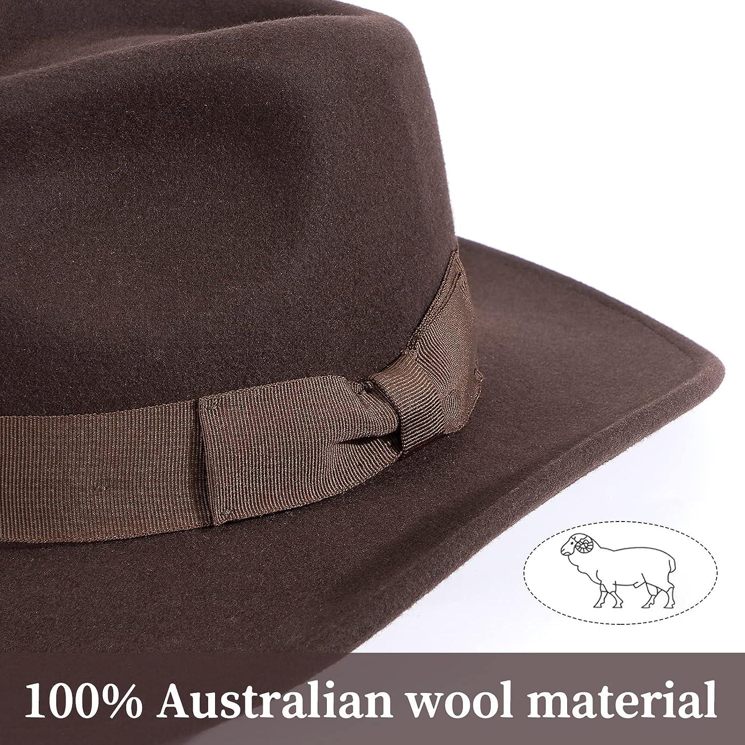 MIX BROWN Western Outback Hat - 100% Australian Wool - Crushable Men's ...