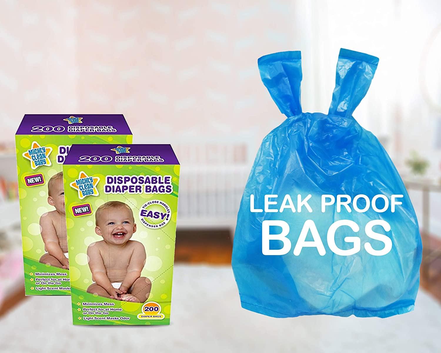 Mighty Clean Baby Disposable Diaper Bags with Light Powder Scent 300 ...