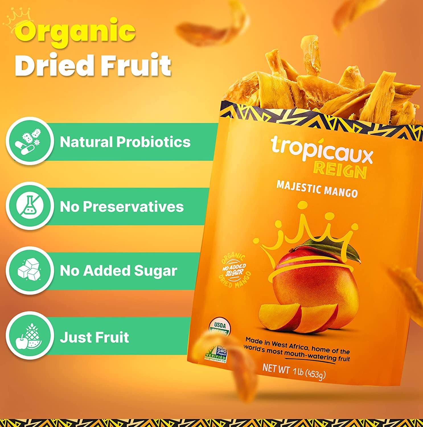 Organic Dried Mango Slices 16oz - No Sugar Added, All-Natural, Non-GMO ...