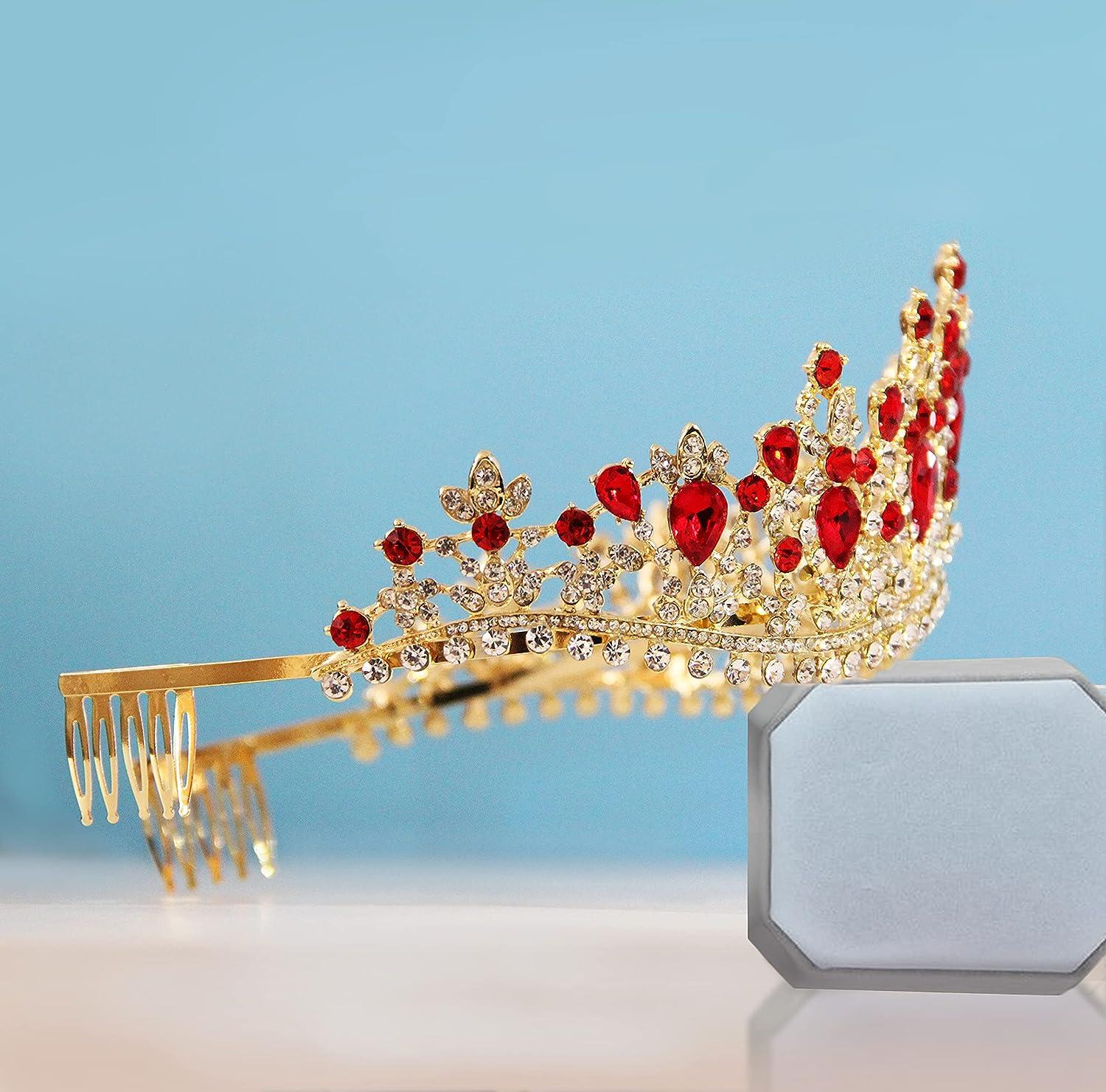 Vintage Baroque Ruby Crown for Brides | Crystal Wedding Hair Accessory ...