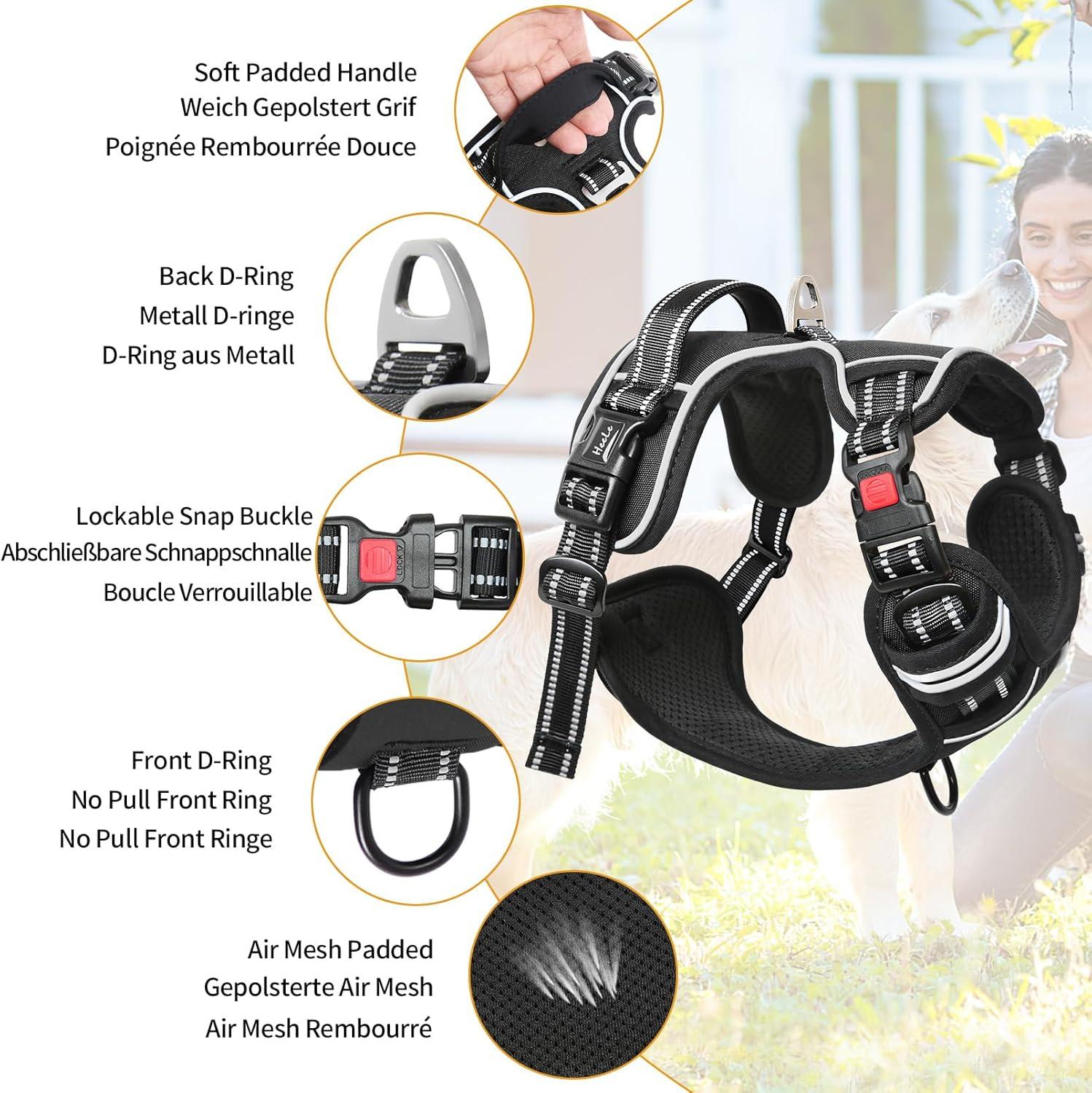 Heele Dog Crockery & Adjustable Reflective Harness - Lockable Dog ...