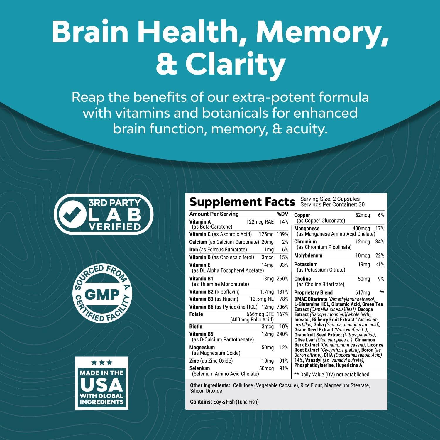 Natural Mind and Memory Supplement for Increased Mental Performance and ...