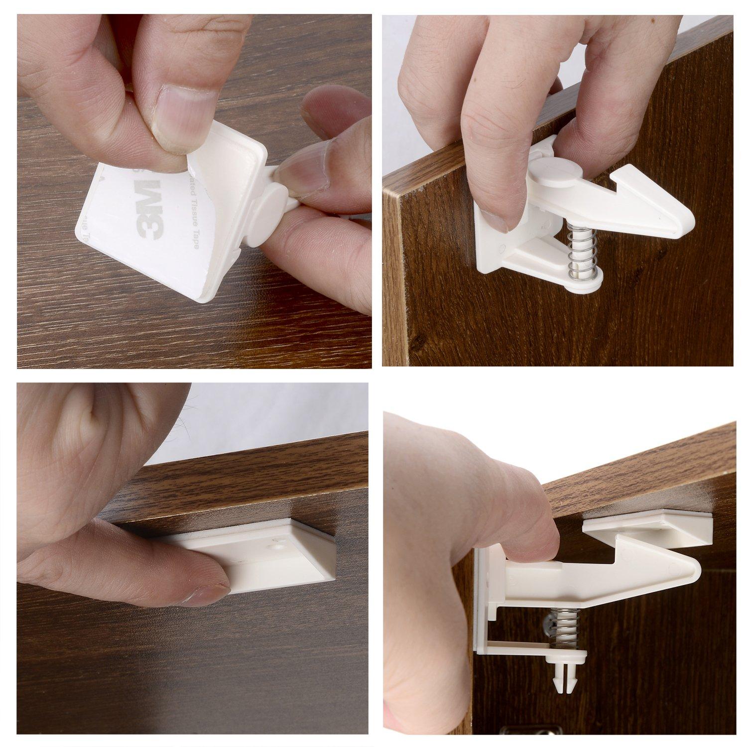 Child Safety Cabinet Locks - 12 Pack Baby Proofing Latches for Drawers ...
