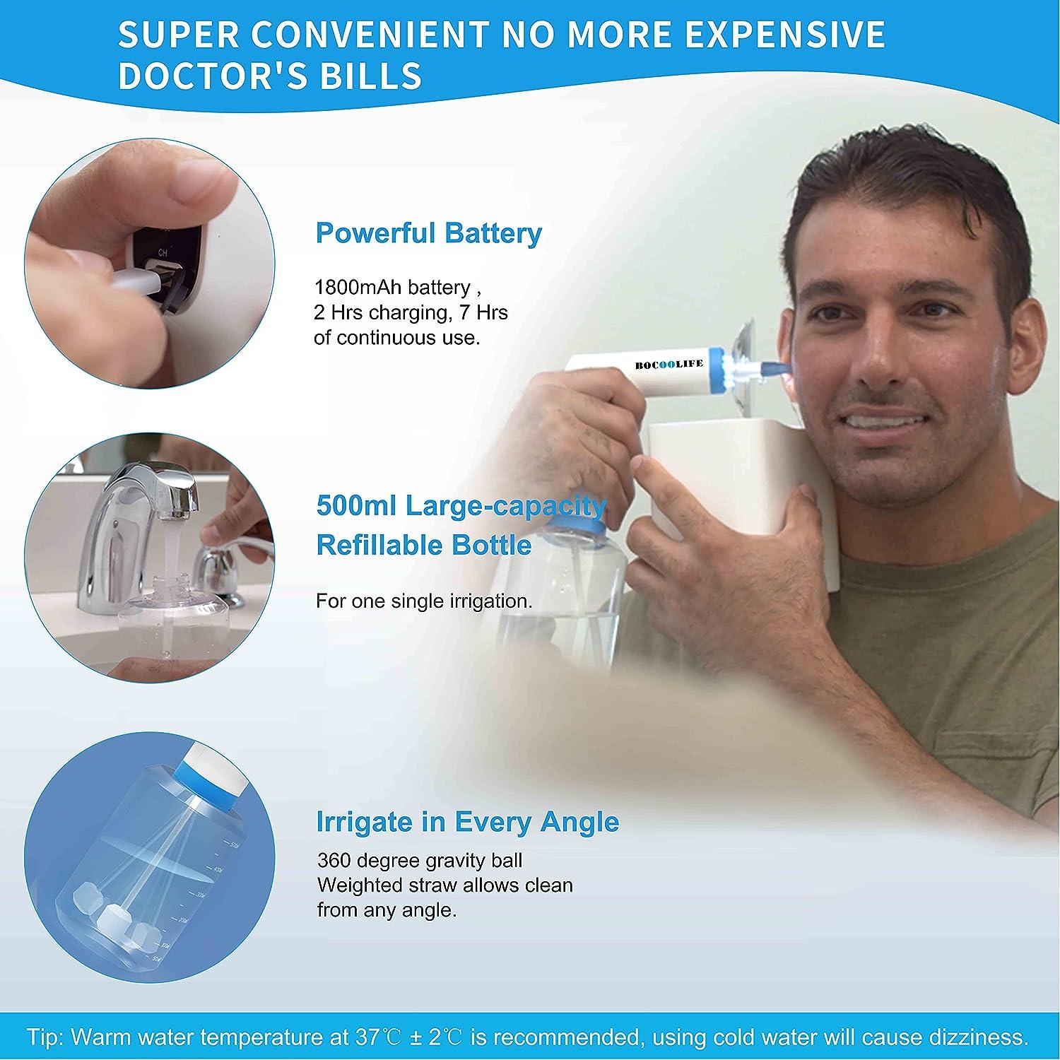 BOCOOLIFE Electric Ear Irrigation Kit - Ear Wax Removal System with 4 ...