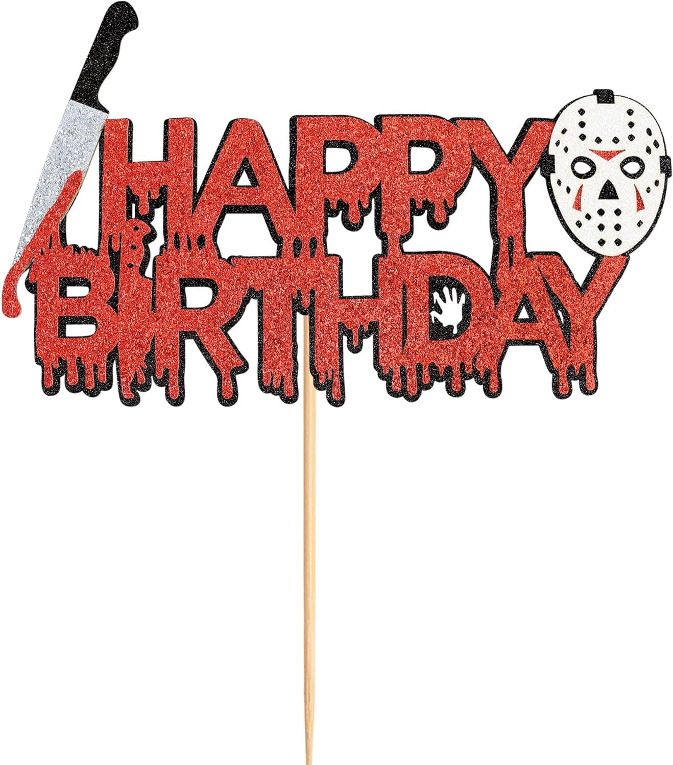 Blumomon 1 Pack Horror Movie Happy Birthday Cake Topper Glitter ...