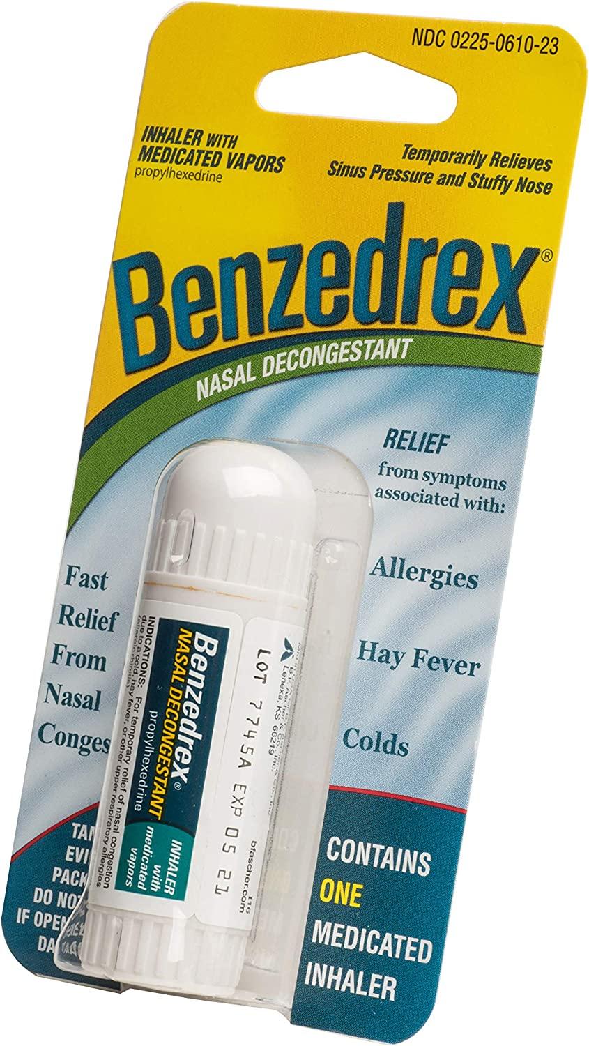 Benzedrex Nasal Decongestant Inhaler - Fast Relief - 1 Count (Pack of 1 ...