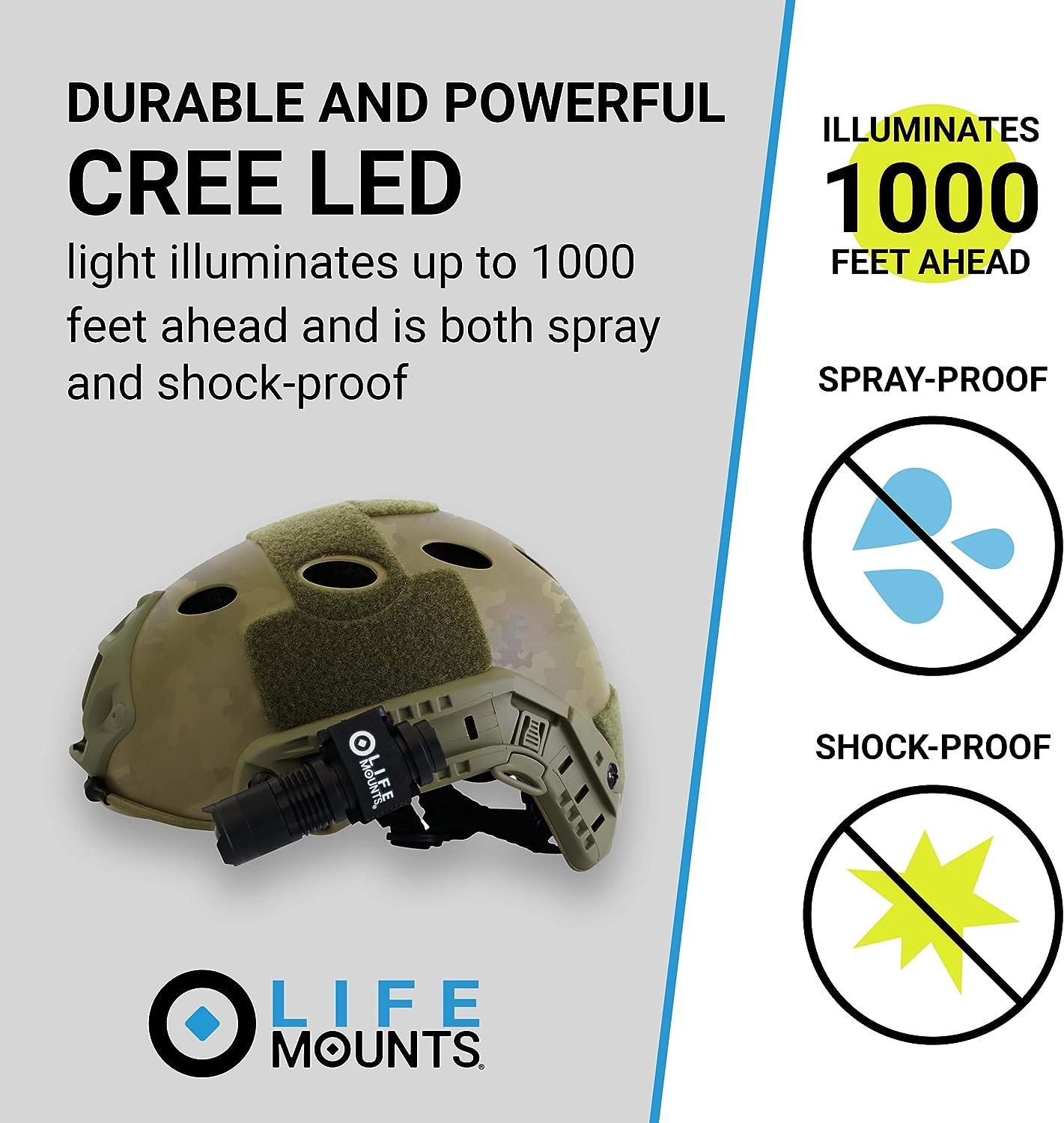 Life Mounts LED Tactical Helmet ARC Rail Light - White LED | Buy Now ...