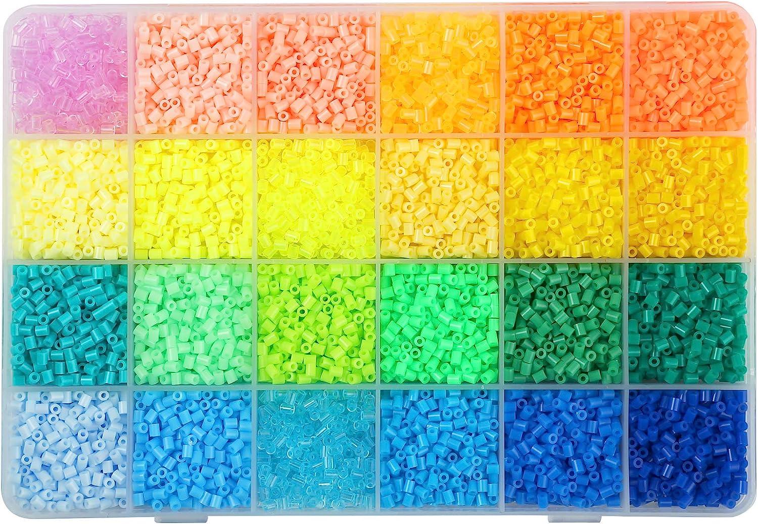 LIHAO 12000-Piece 2.6mm Fuse Beads Kit - 24 Colors Multicolored Iron On ...