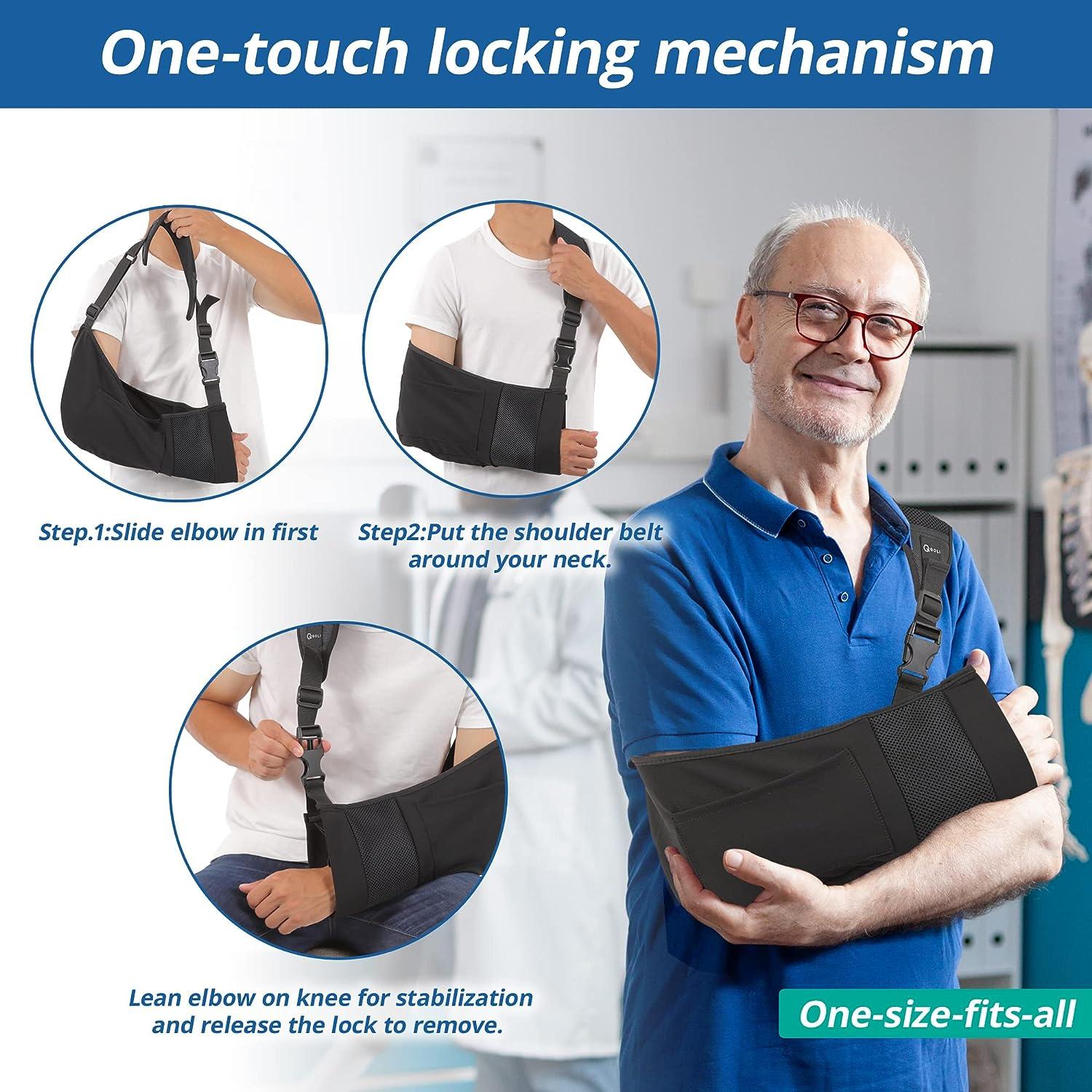 QQOLi Arm Sling - Adjustable Brace for Broken Elbow, Shoulder Injury ...