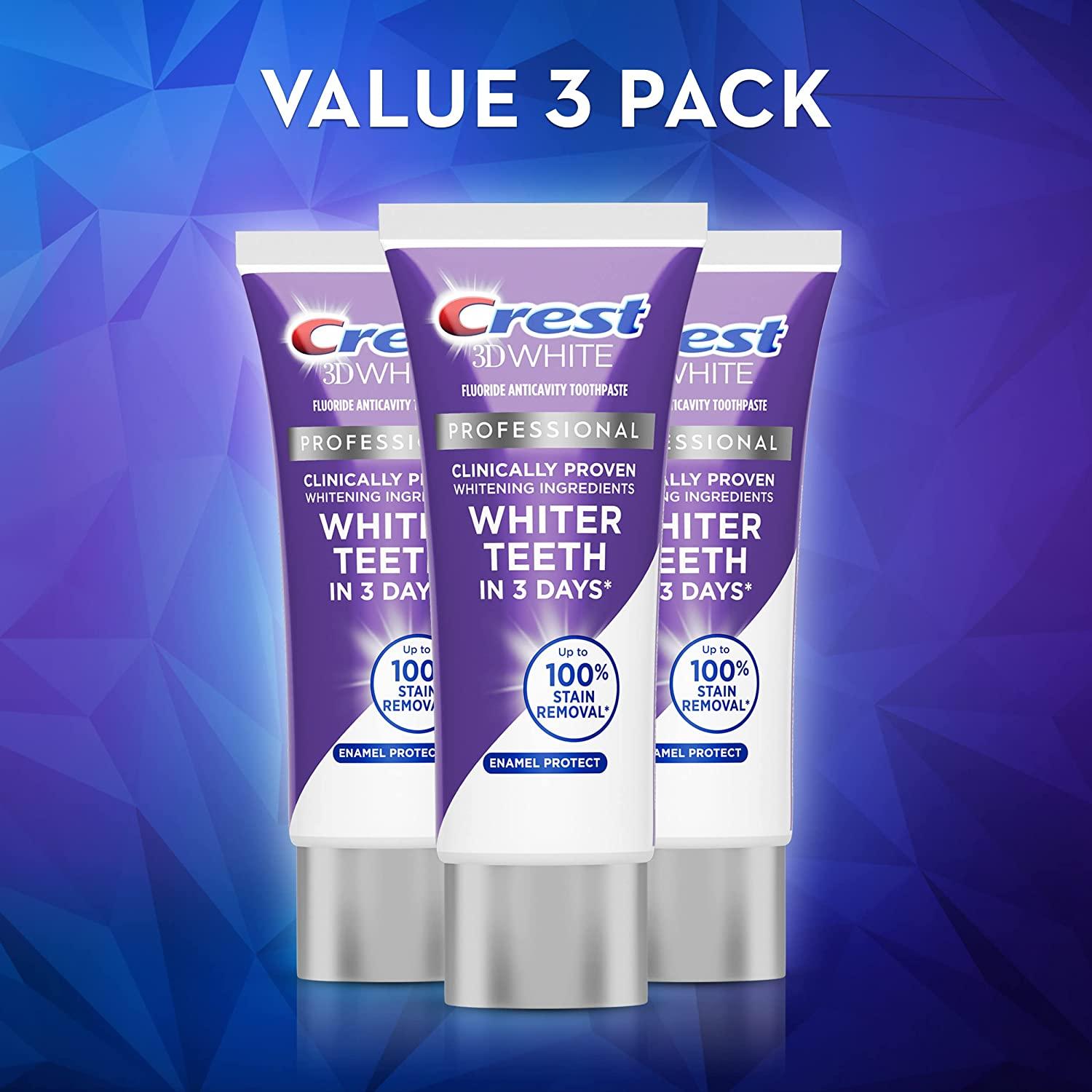 Crest 3D White Teeth Whitening Toothpaste with Fluoride 3oz (Triple ...