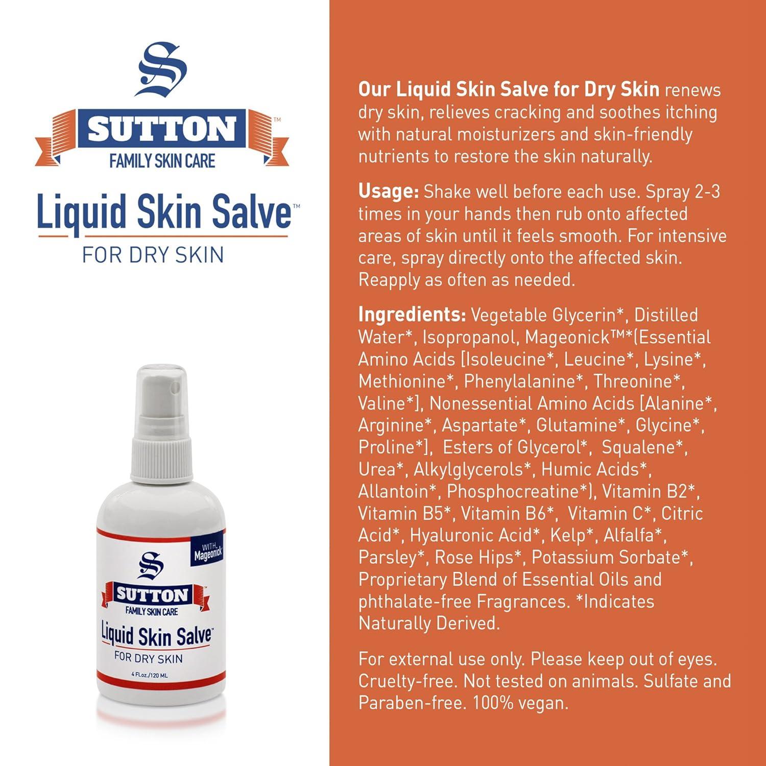 Premium Spray-On Liquid Skin Salve - Fast Absorbing Formula for Dry ...