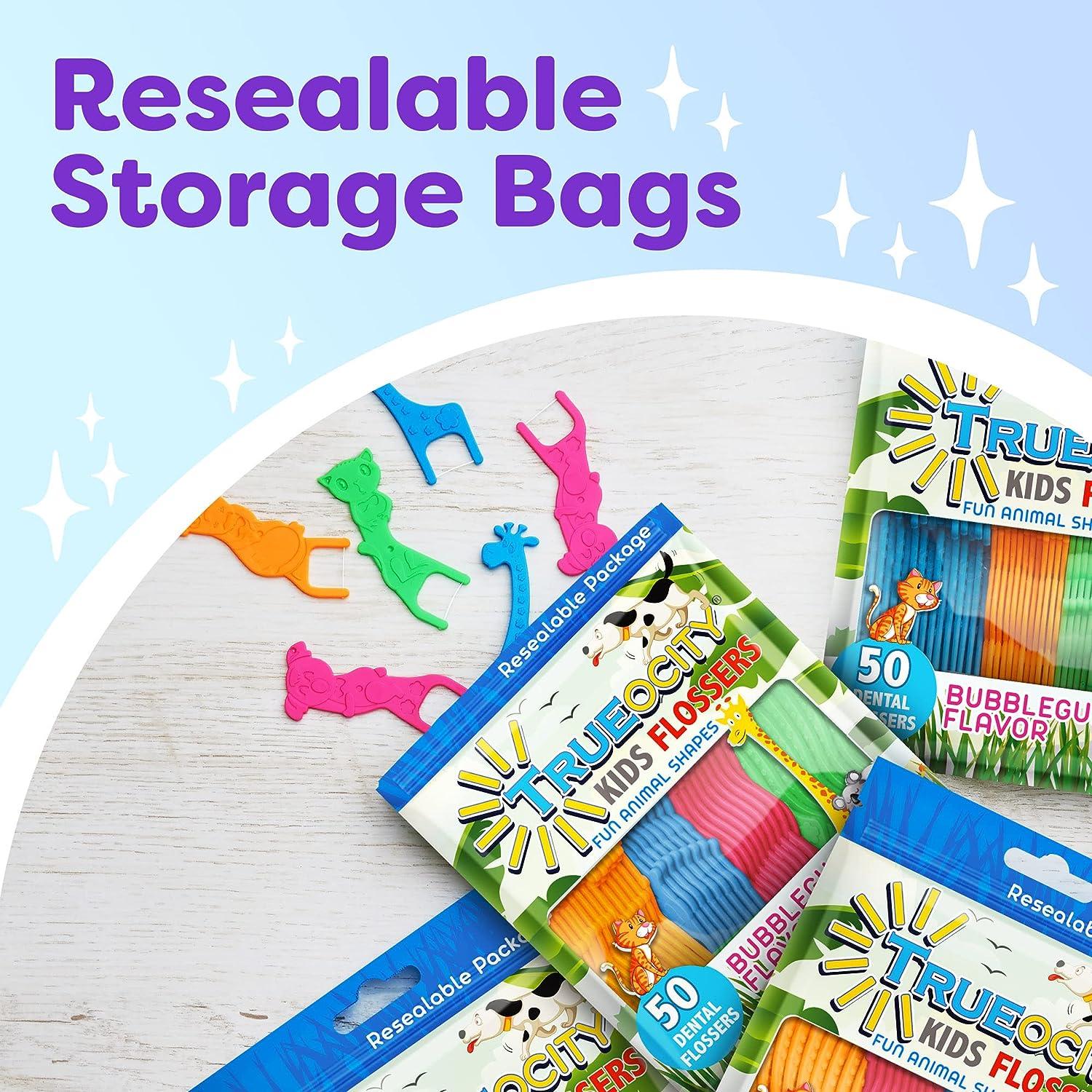 Cute Animal Kids Flossers 2 Pack (100 Total) - Bubble Gum Flavored ...