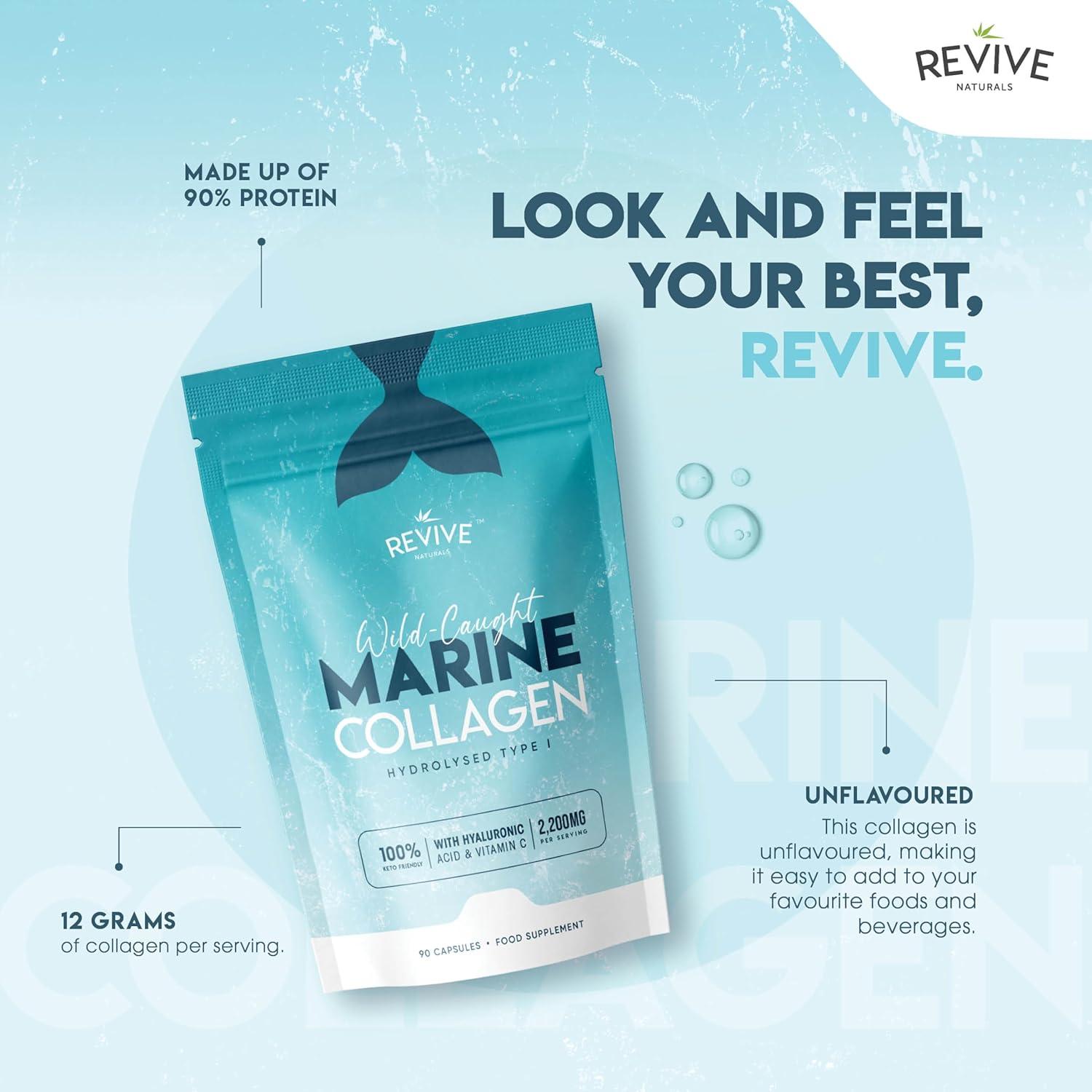 Marine Collagen Capsules 2400mg - with Hyaluronic Acid & Vitamin C - 90 ...