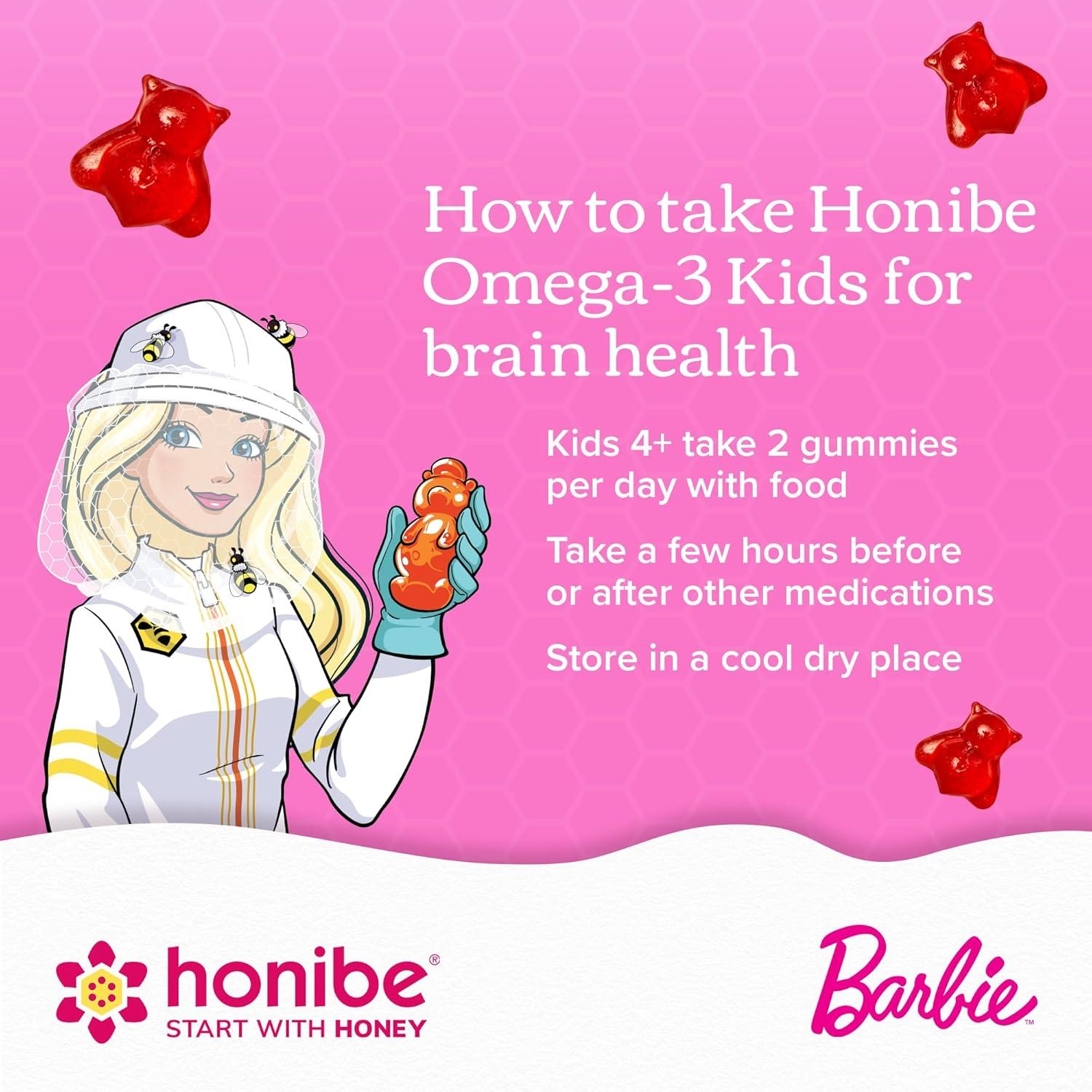 Honibe Omega 3 Gummies for Kids & Adults Barbie Made in Canada Fatty ...