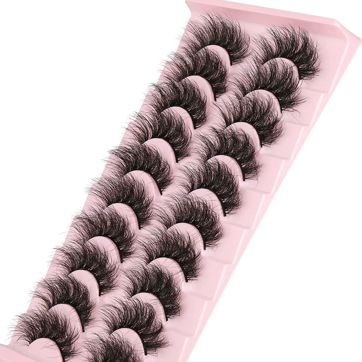 Dramatic Faux Mink Wispy Fluffy 19MM Curly False Eyelashes - 10 Pairs ...