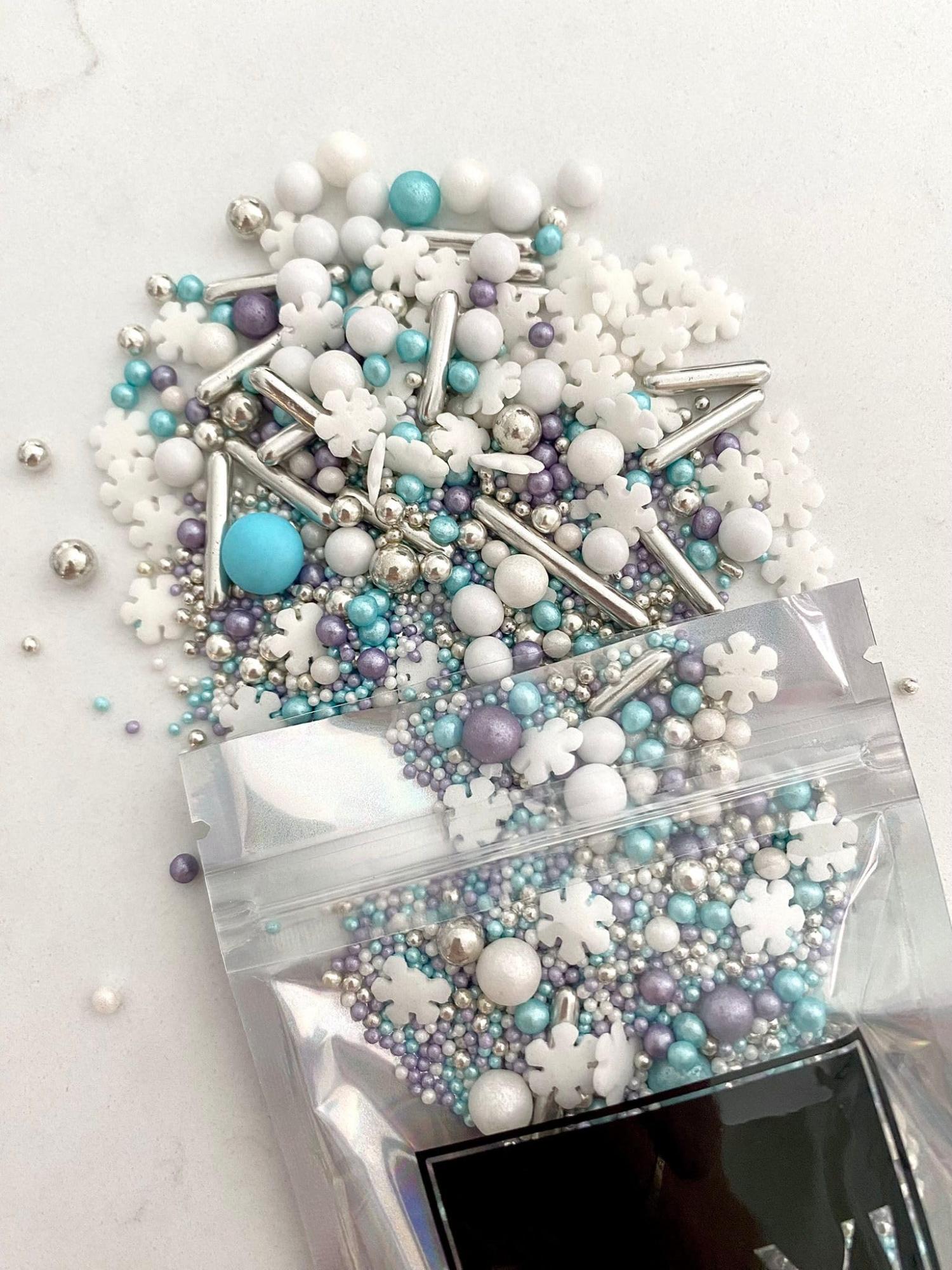 Edible Blue & White Cake Sprinkles Luxury Mix 45g Cupcake Cake ...