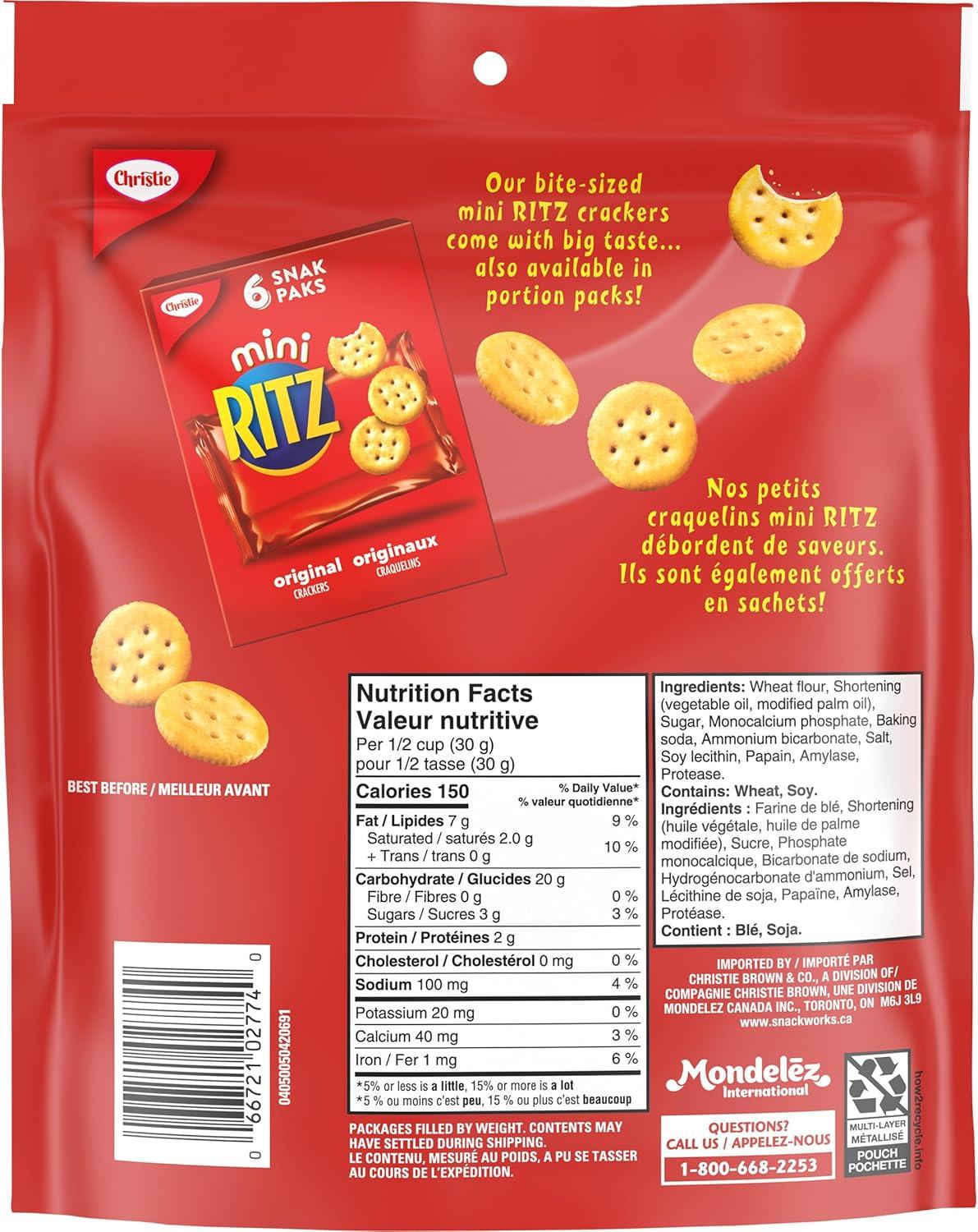 Ritz Crackers Mini Resealable Snack Pack School Snacks 180g Snack Packs ...