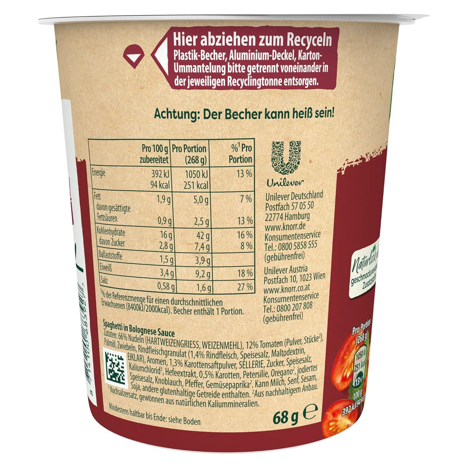 Buy Knorr Pasta Snack Pot Bolognese - Delicious Instant Noodles Ready ...