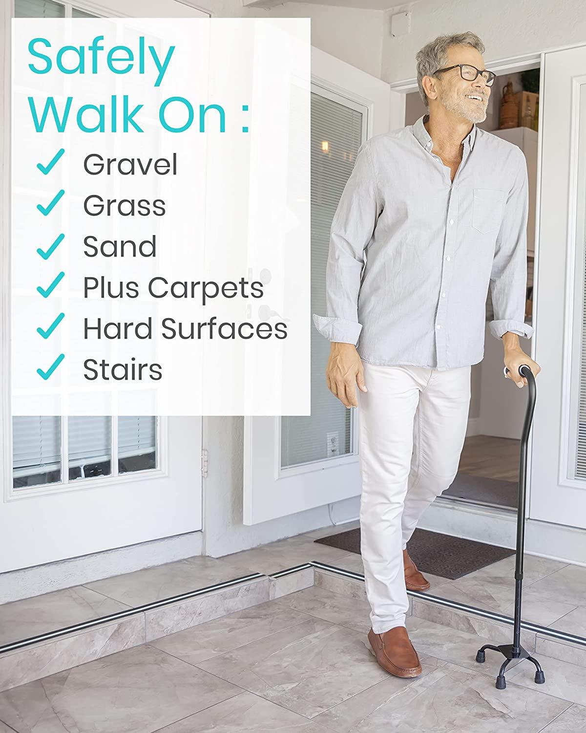 Vive Quad Cane - Walking Stick for Men and Women - Lightweight ...