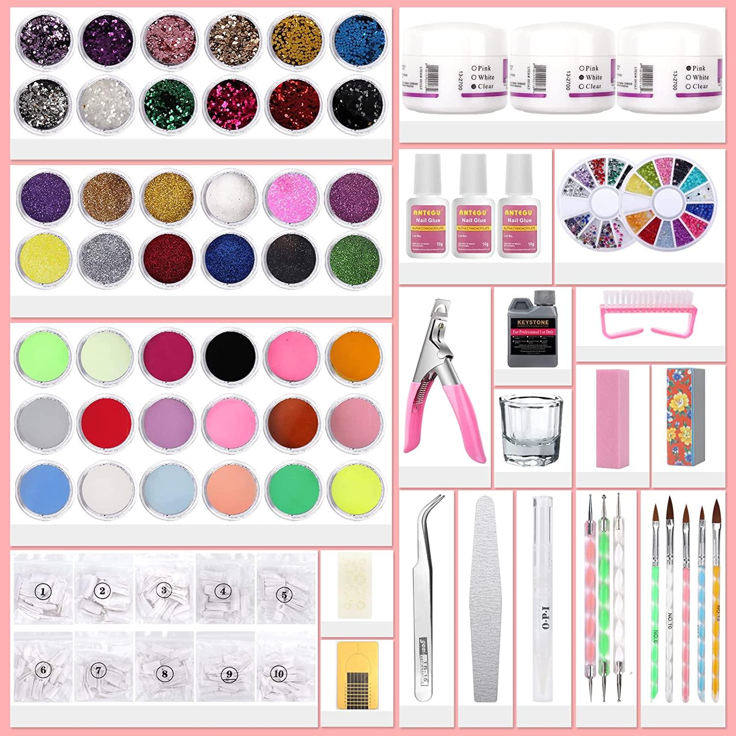 Professional Acrylic Nail Practice Hand Kit with 42 Colors - Mannequin ...