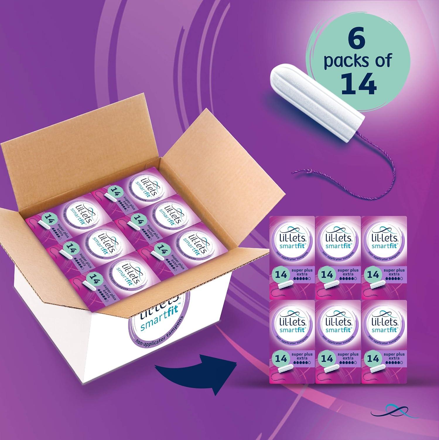 Lil-Lets Non-Applicator Super Plus Extra Tampons X 84 | 6 Packs of 14 ...