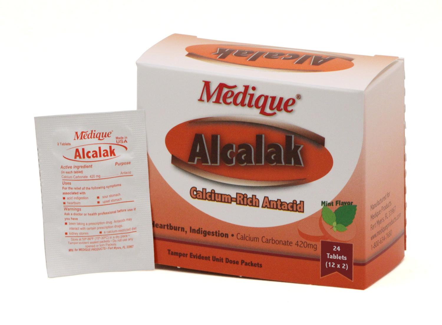 Medique Products 10164 Alcalak Antacid Tablets 24-Pack Chewable White ...