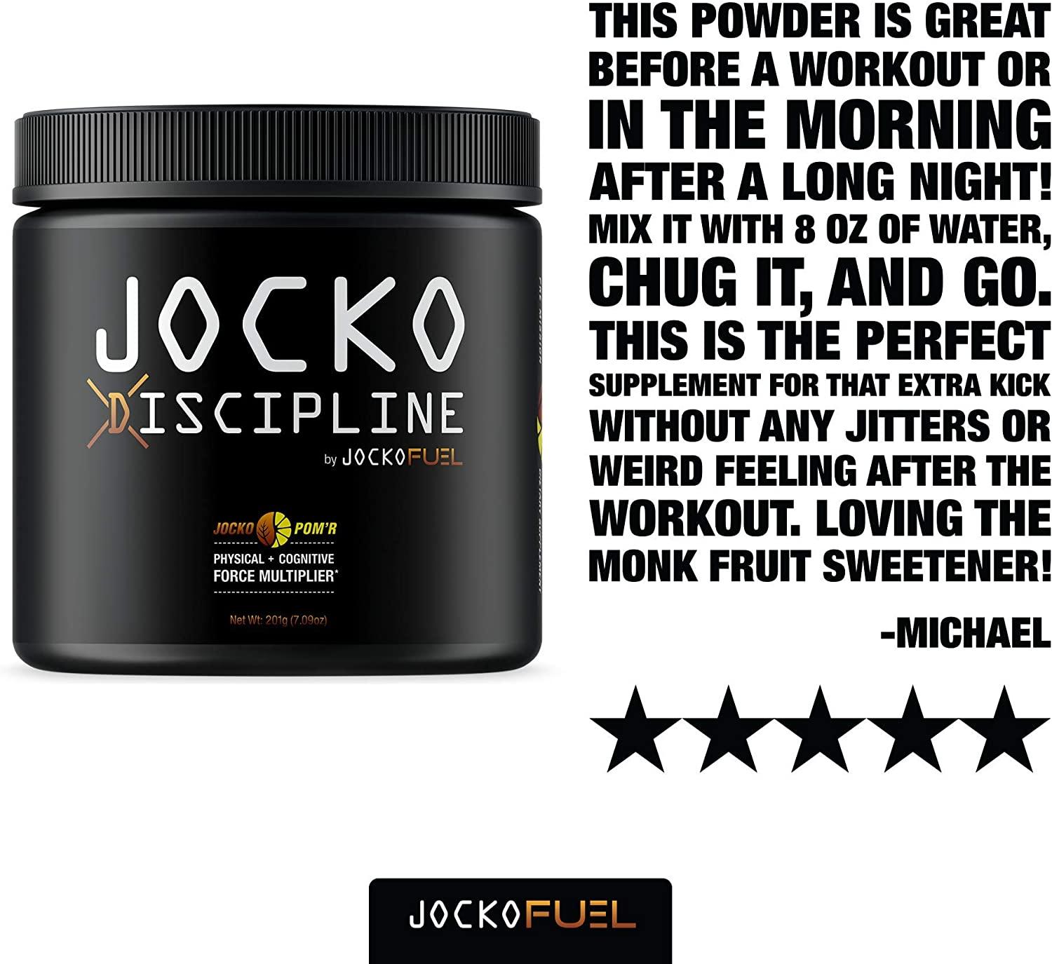 Jocko Discipline Stim Free Pre-Workout Powder - All-Natural Supplement ...