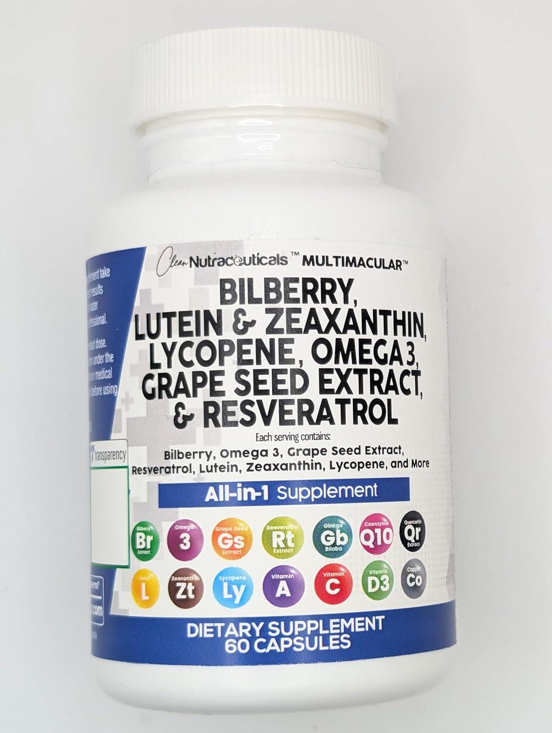 Clean Nutra Eye Vitamins with Bilberry Lutein and Zeaxanthin ...