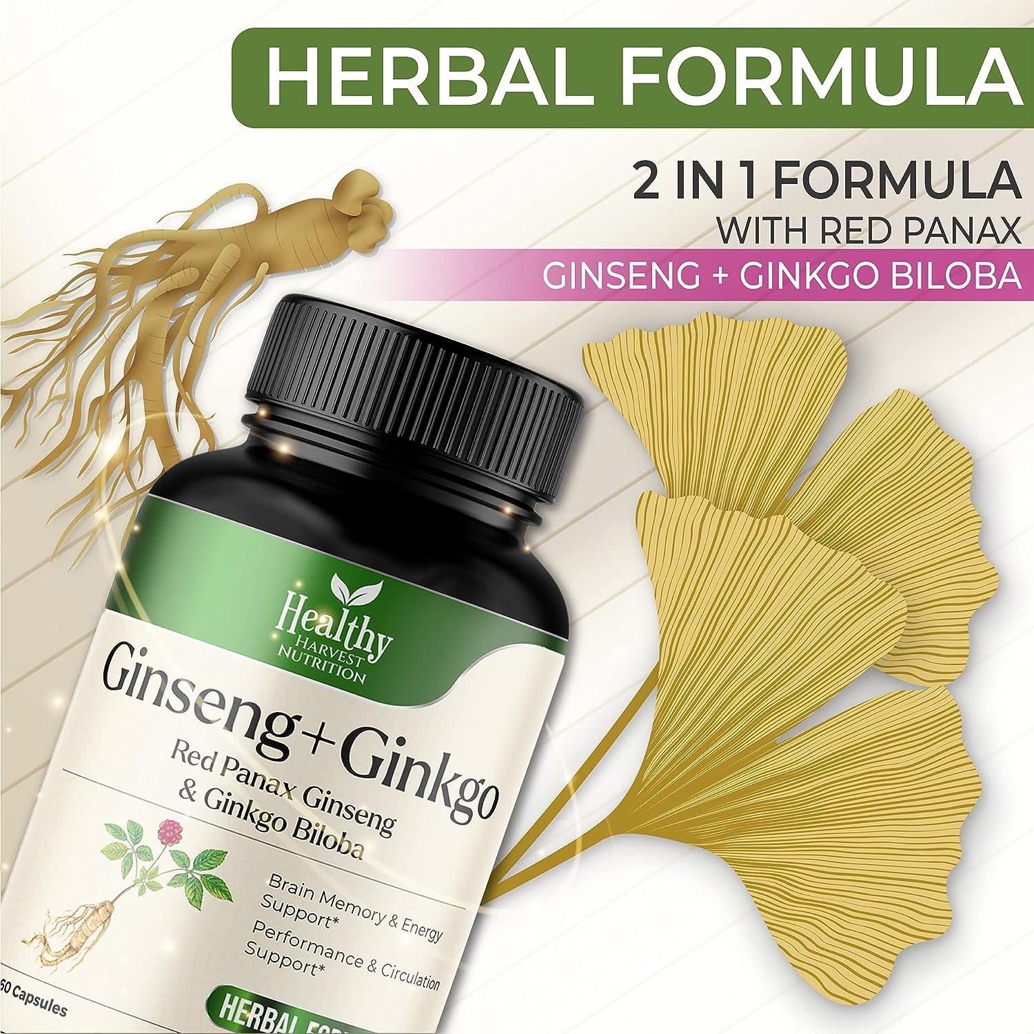 Ginkgo Biloba & Ginseng Korean Red Panax Extract - Brain Memory ...