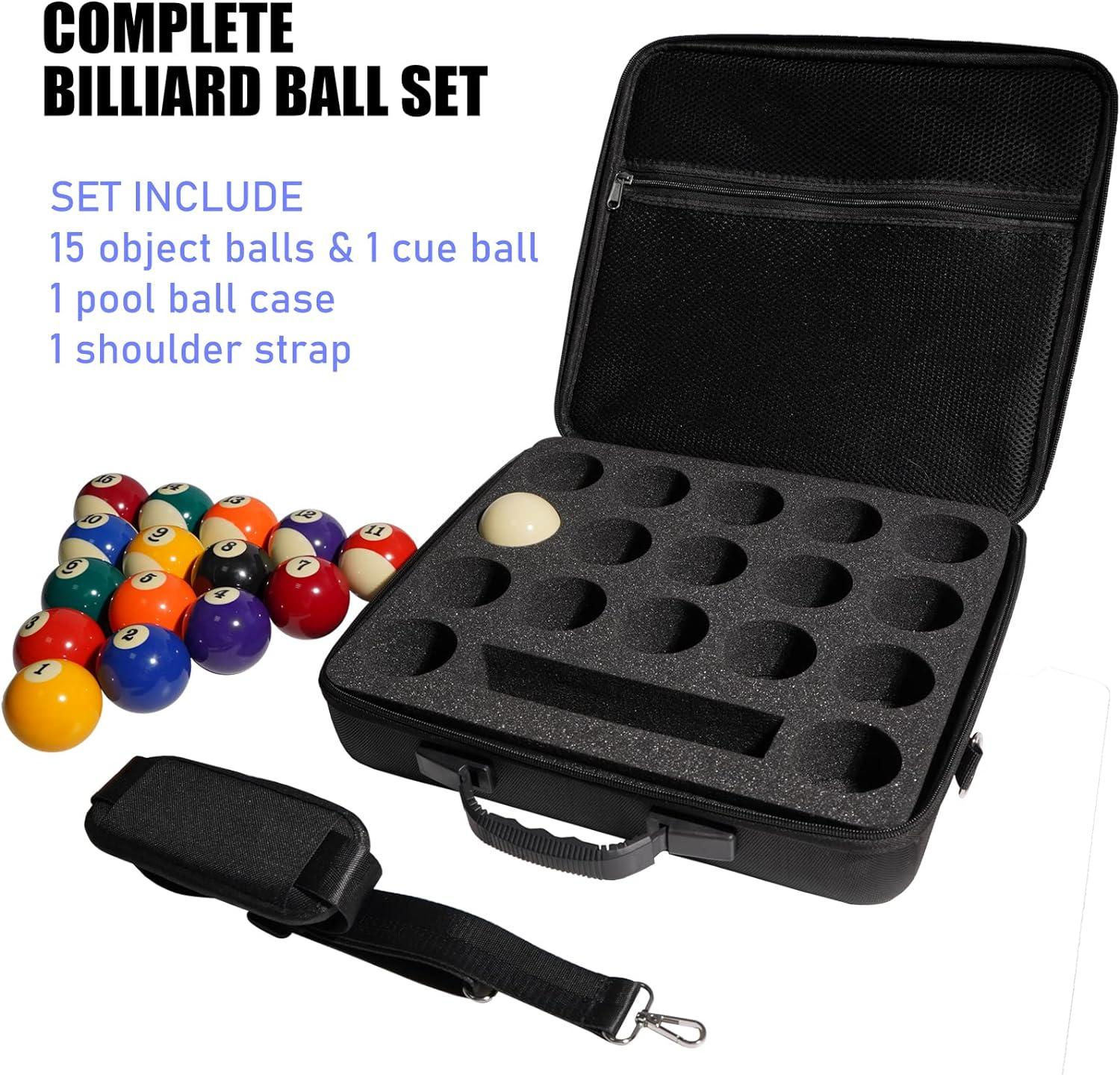 1. Deluxe 2-1/4 Regulation Size Complete Billiard Ball Set with Case ...