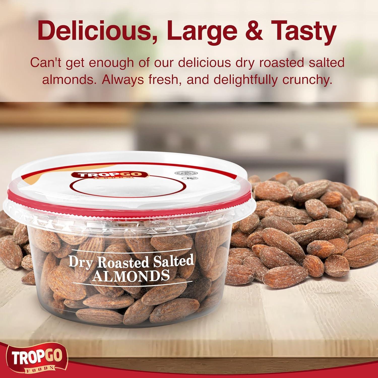 Tropgo Roasted Salted Almonds 180g Tub - Almond Nuts in Resealable and ...