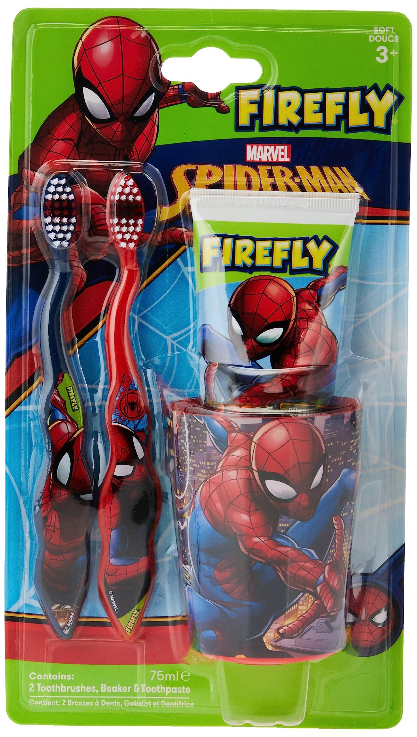 Firefly Spider-Man Dental Care Kids for Children with 2 Brushes Beaker ...